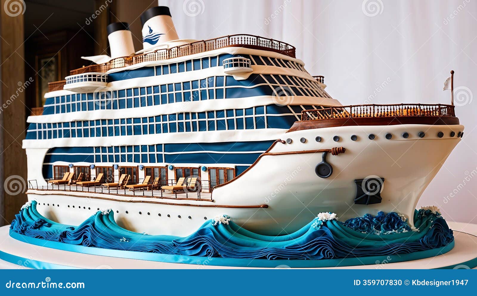 Luxurious Cruise Ship Cake with Stunning Details Stock Illustration ...