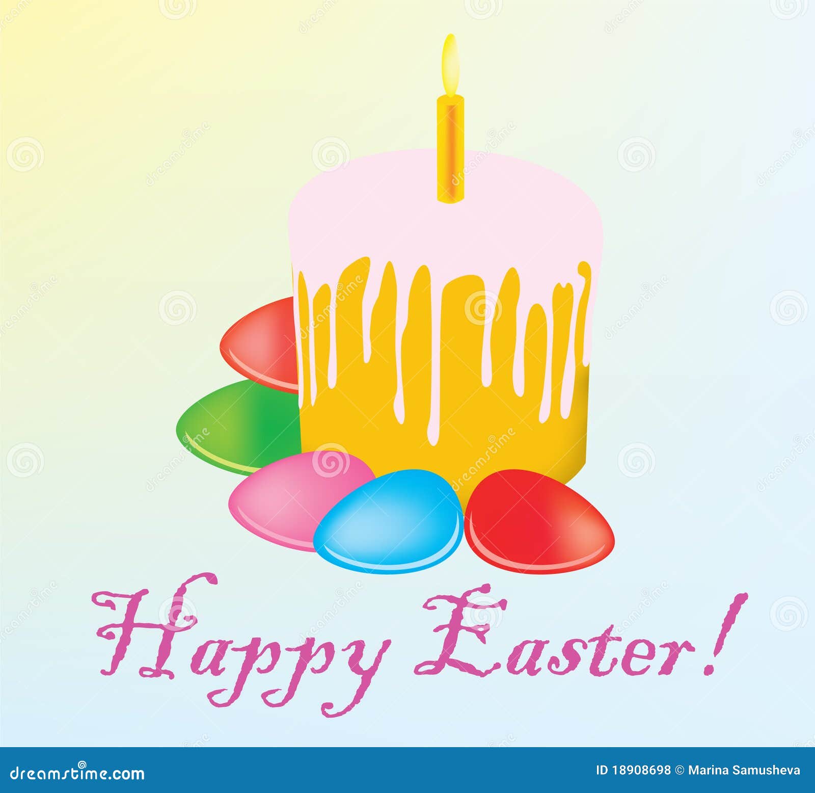 A Cake an Easter Cake with Color Eggs Stock Vector - Illustration of ...