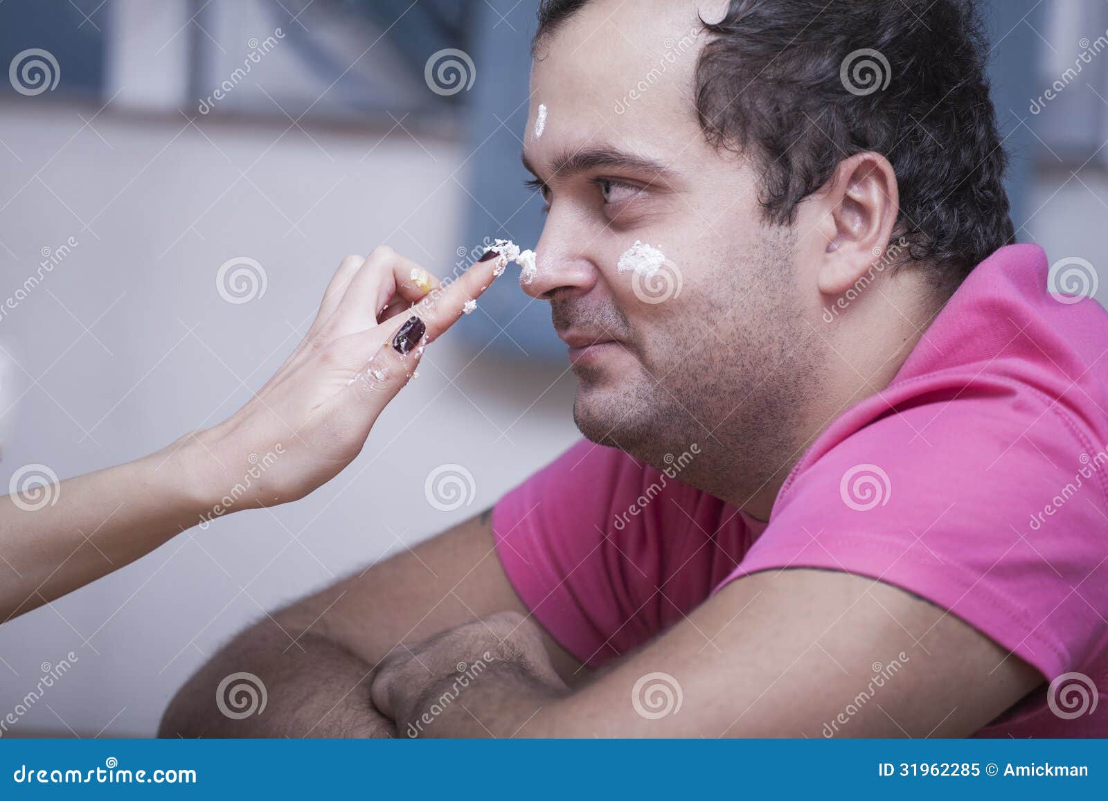 Cake on face stock image. Image of calories, messy, sweet - 31962285