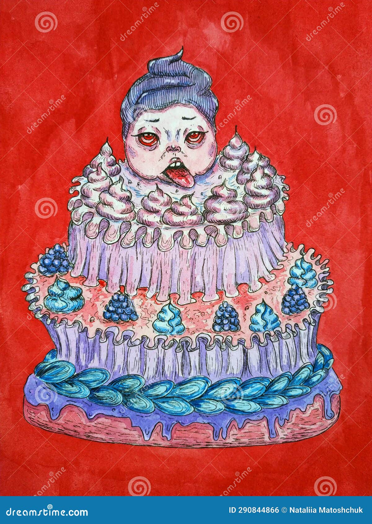 Cake with a face. stock illustration. Illustration of sweet - 290844866