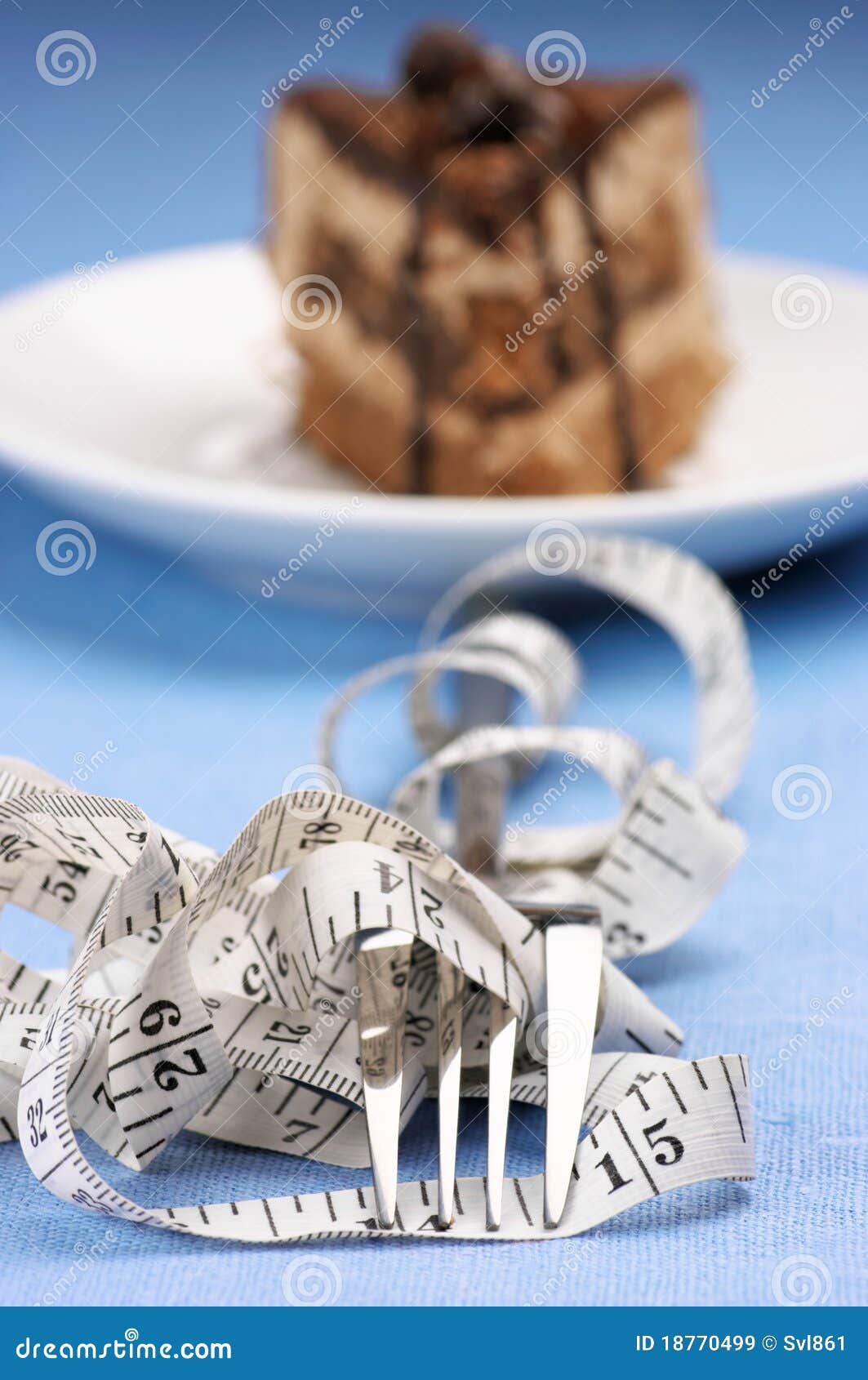 Cake and Fork in Measuring Tape Stock Image - Image of care, bake: 18770499