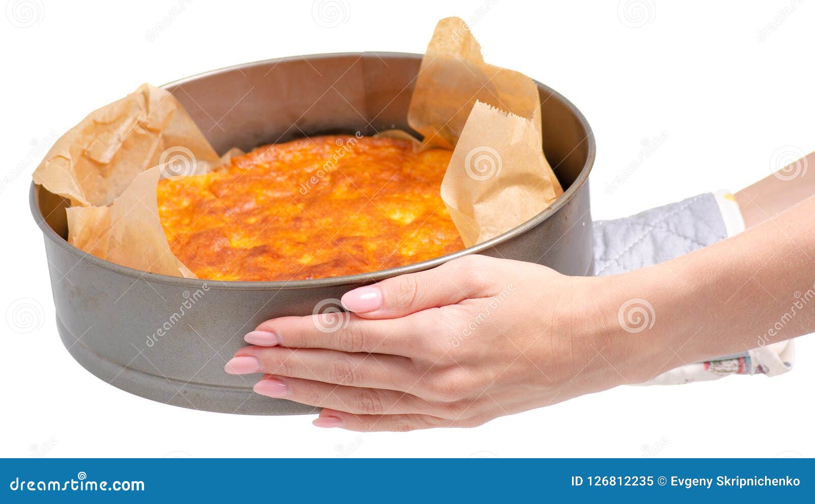 Cake in the Form for Baking in the Hand Stock Image - Image of ...