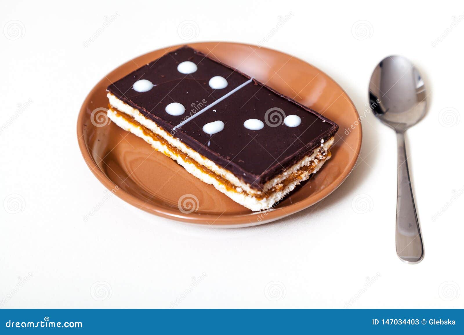 Cake in Form of Rectangular Domino Tile Stock Image - Image of ends ...