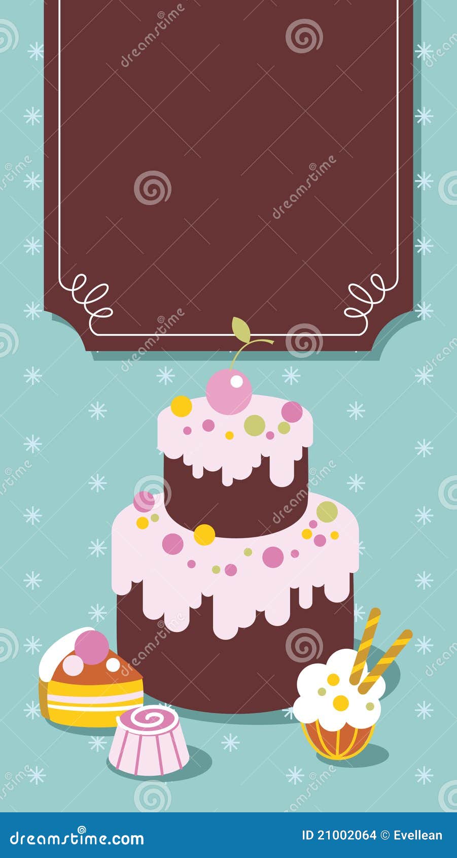 Cake Frame stock vector. Illustration of cream, cherry - 21002064