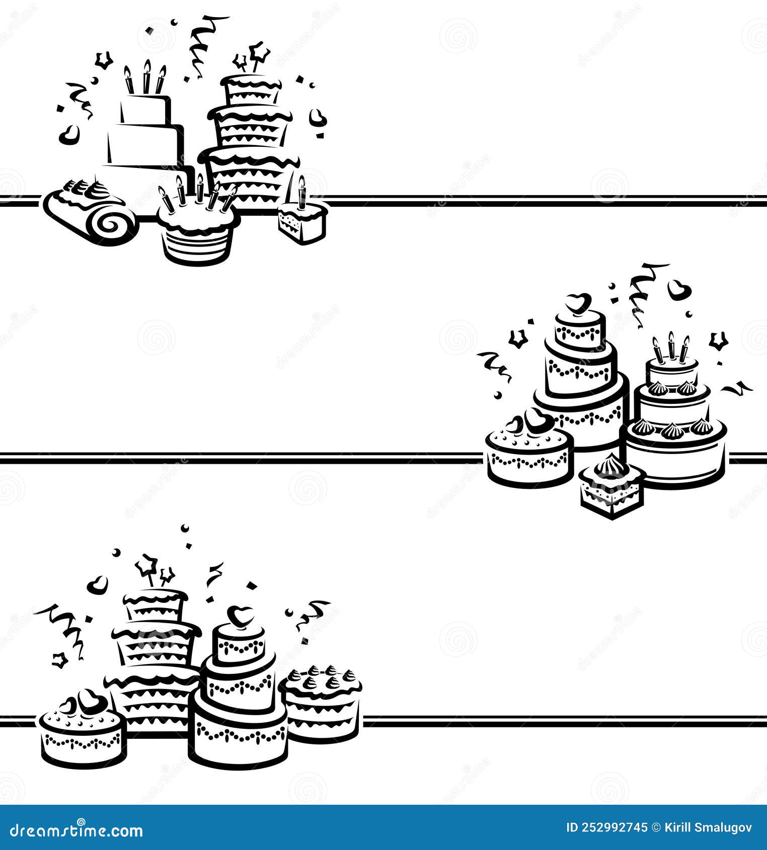Cake Frame Set. Elements and Icons Collection Cake Stock Vector ...