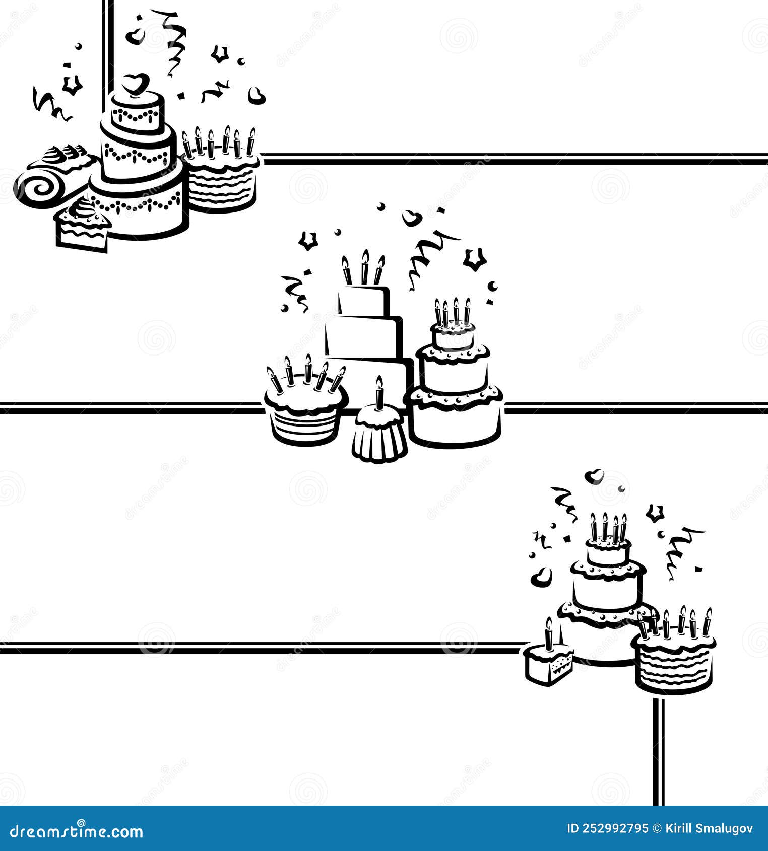 Cake Frame Set. Elements and Icons Collection Cake Stock Vector ...