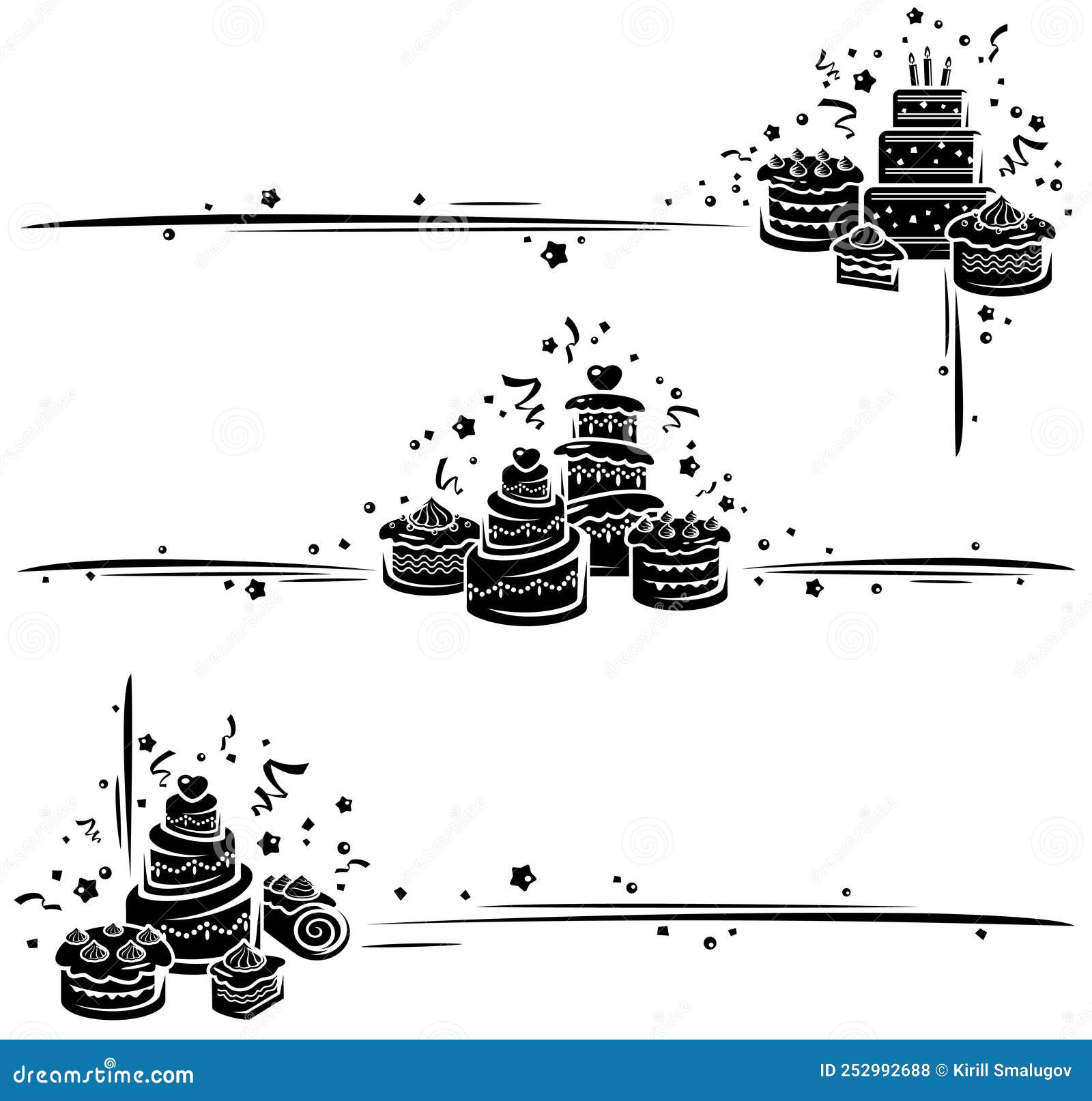 Cake Frame Set. Elements and Icons Collection Cake Stock Vector ...