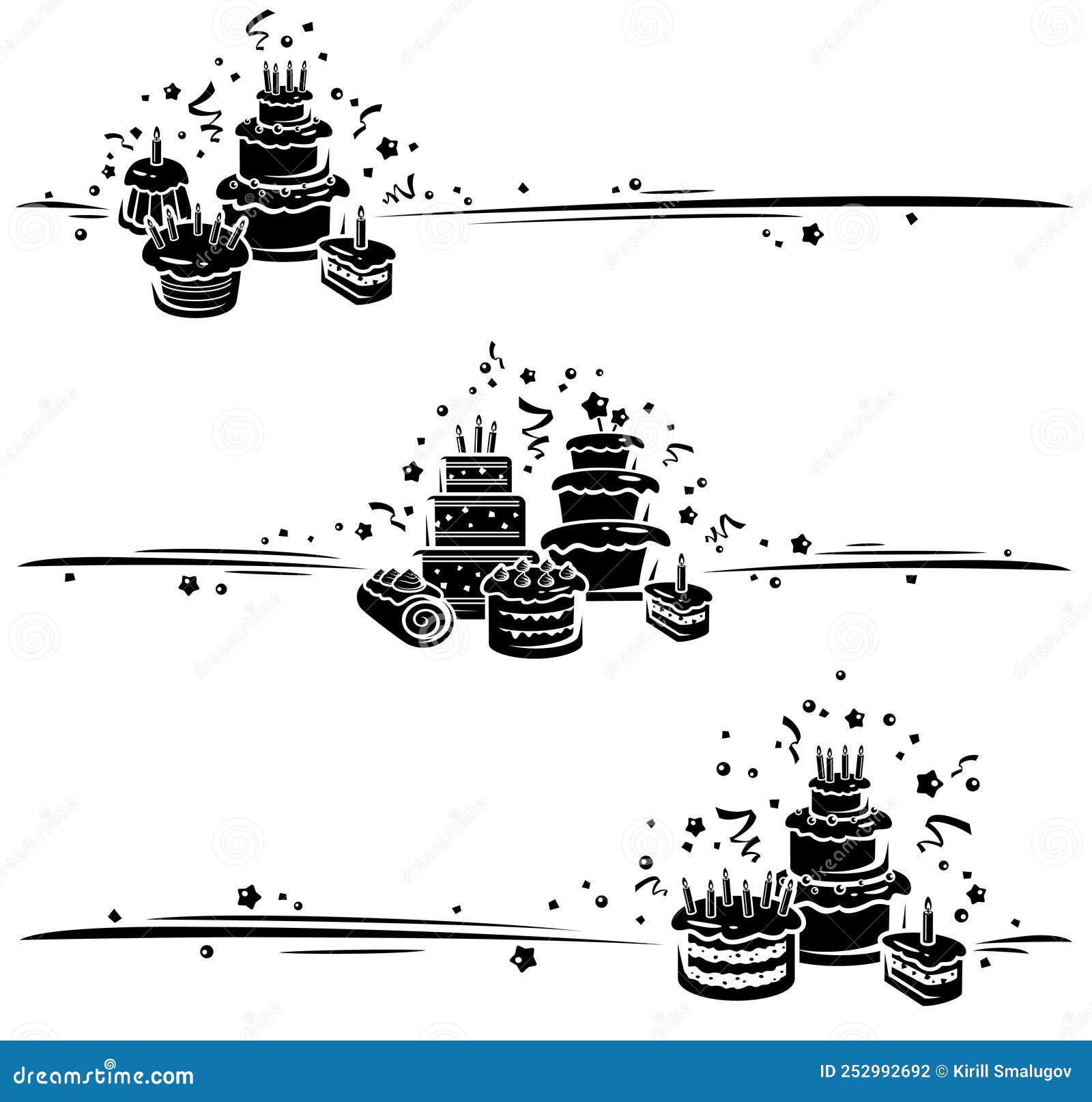 Cake Frame Set. Elements and Icons Collection Cake Stock Vector ...