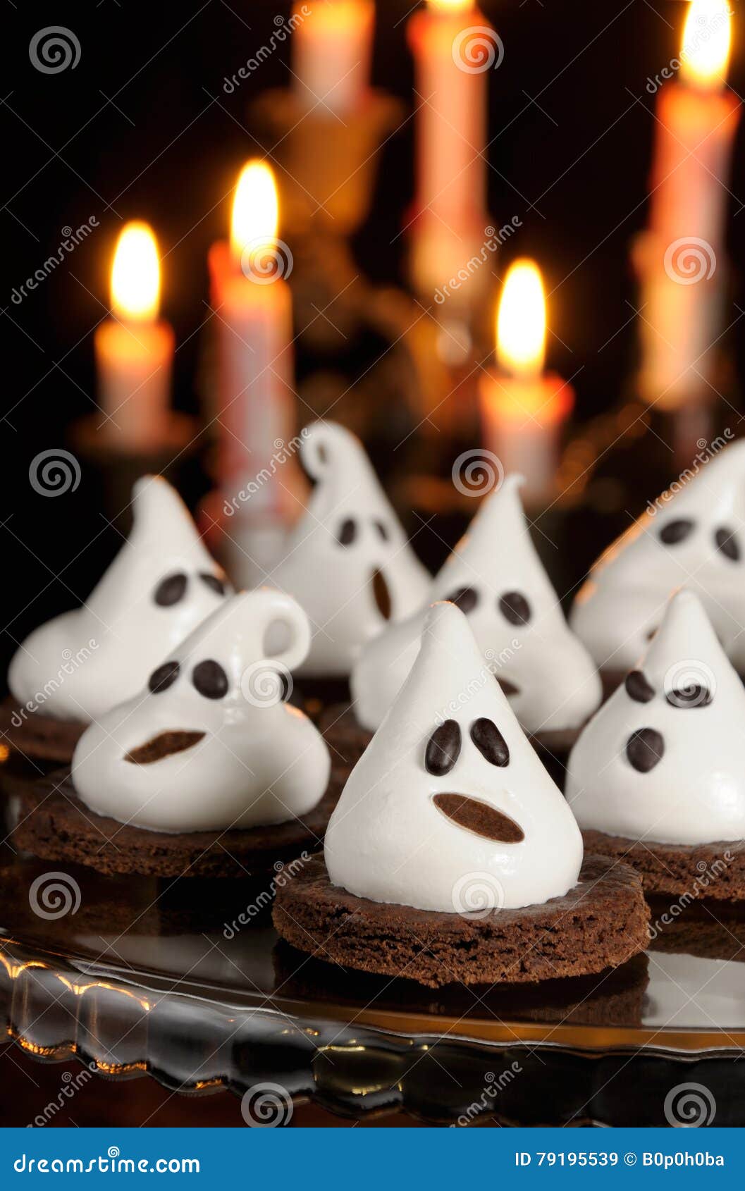 Cake ghosts for Halloween stock image. Image of mousse - 79195539