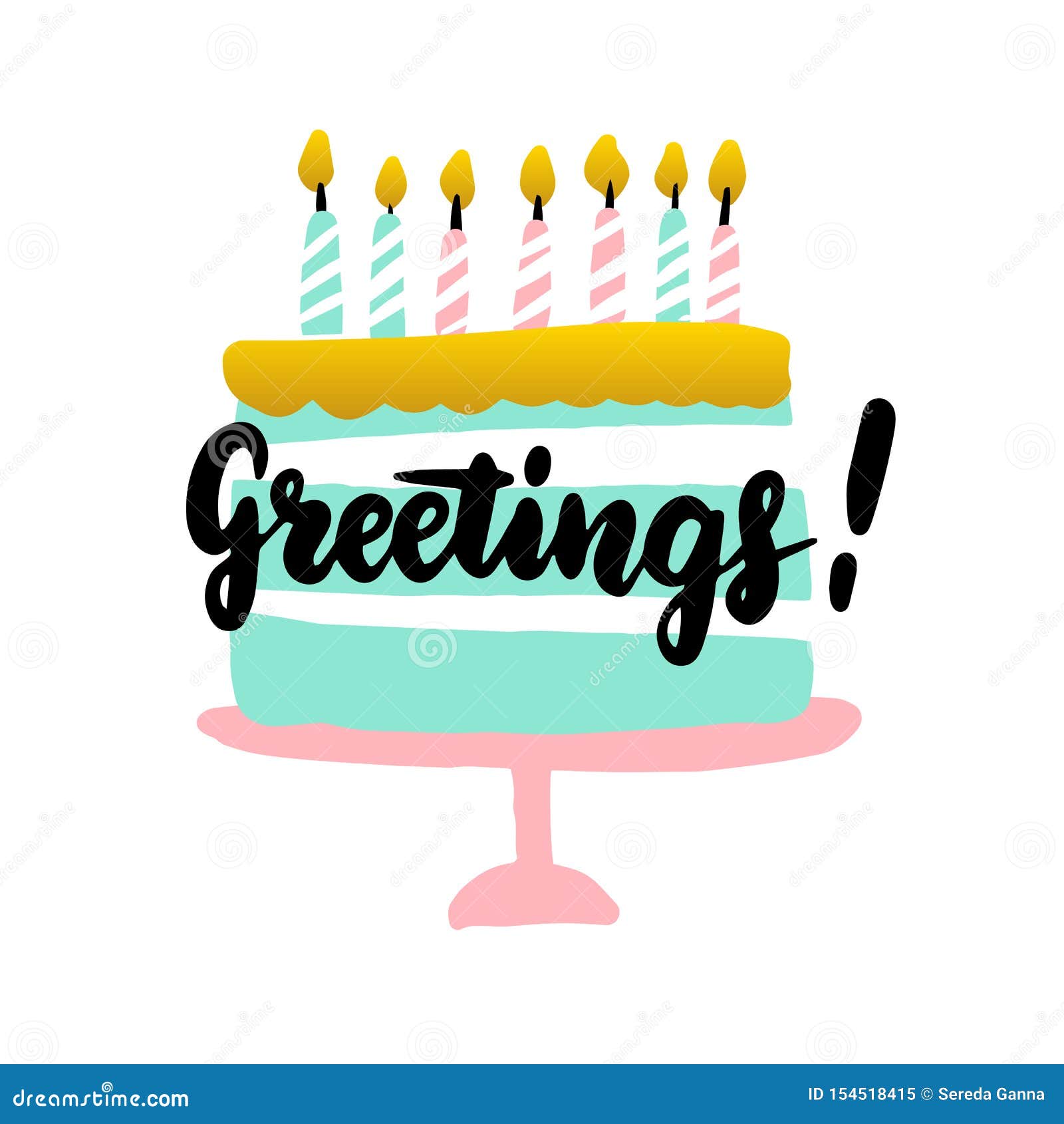 Cake Greetings Handwritten Postcard Stock Vector - Illustration of card ...