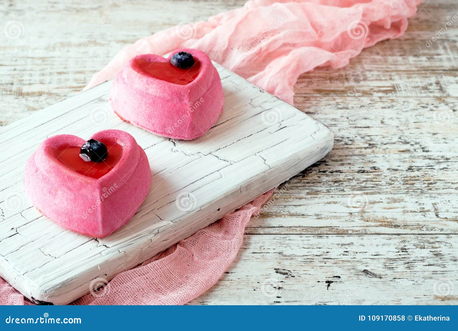 Cake Hearts on White Rustic Board Stock Photo - Image of cutting ...