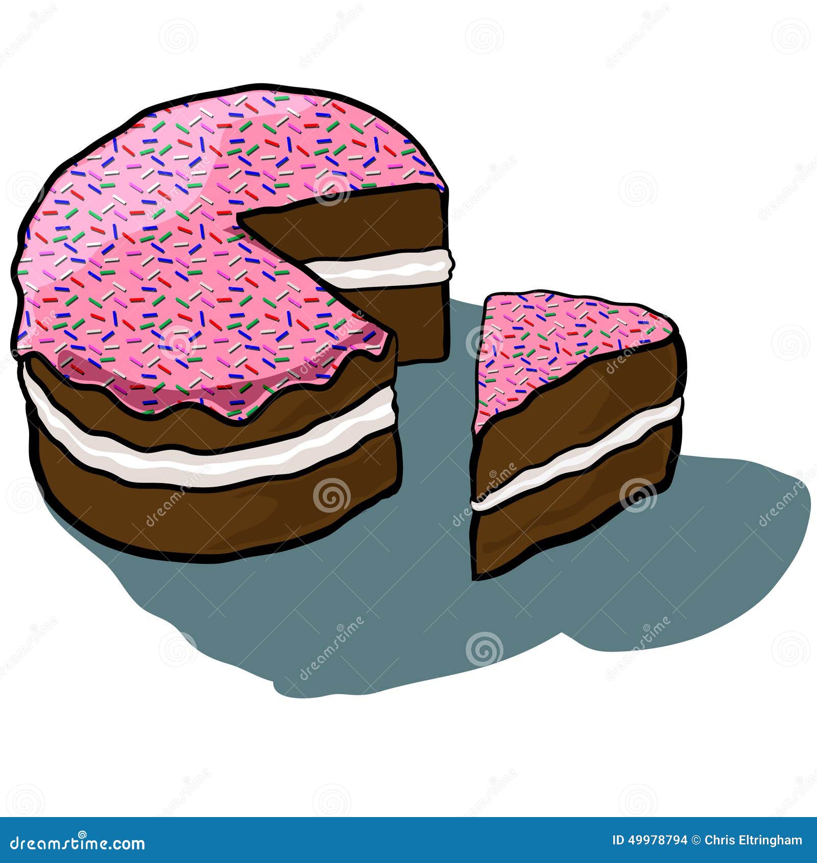 Cake Iced Cut Piece stock vector. Illustration of cute - 49978794