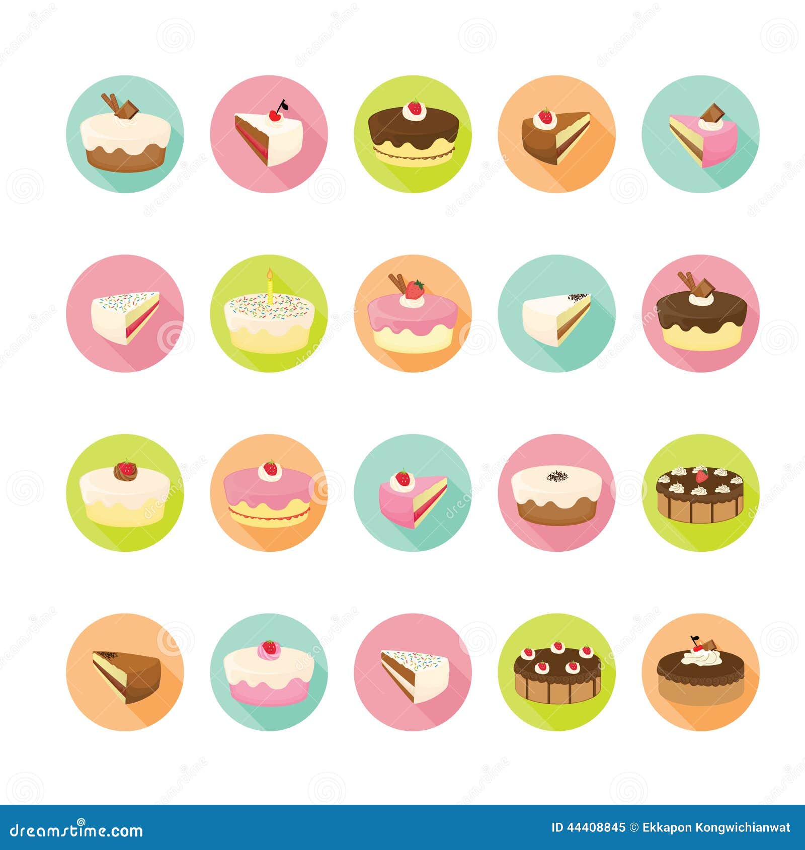 Cake icons set. stock illustration. Illustration of bakery - 44408845