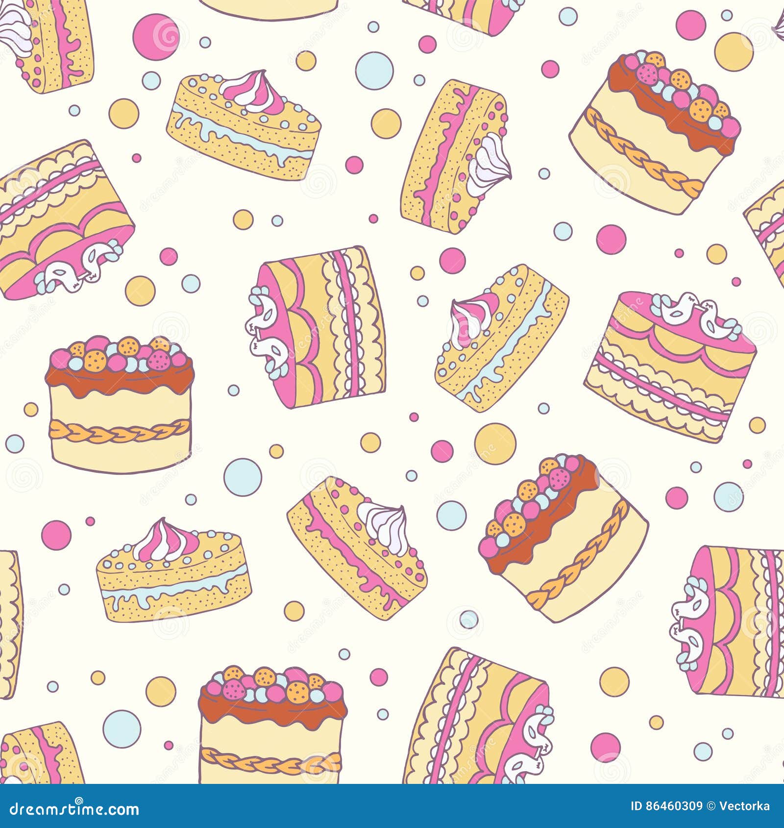 Cake Illustration Seamless Pattern Stock Vector - Illustration of food ...