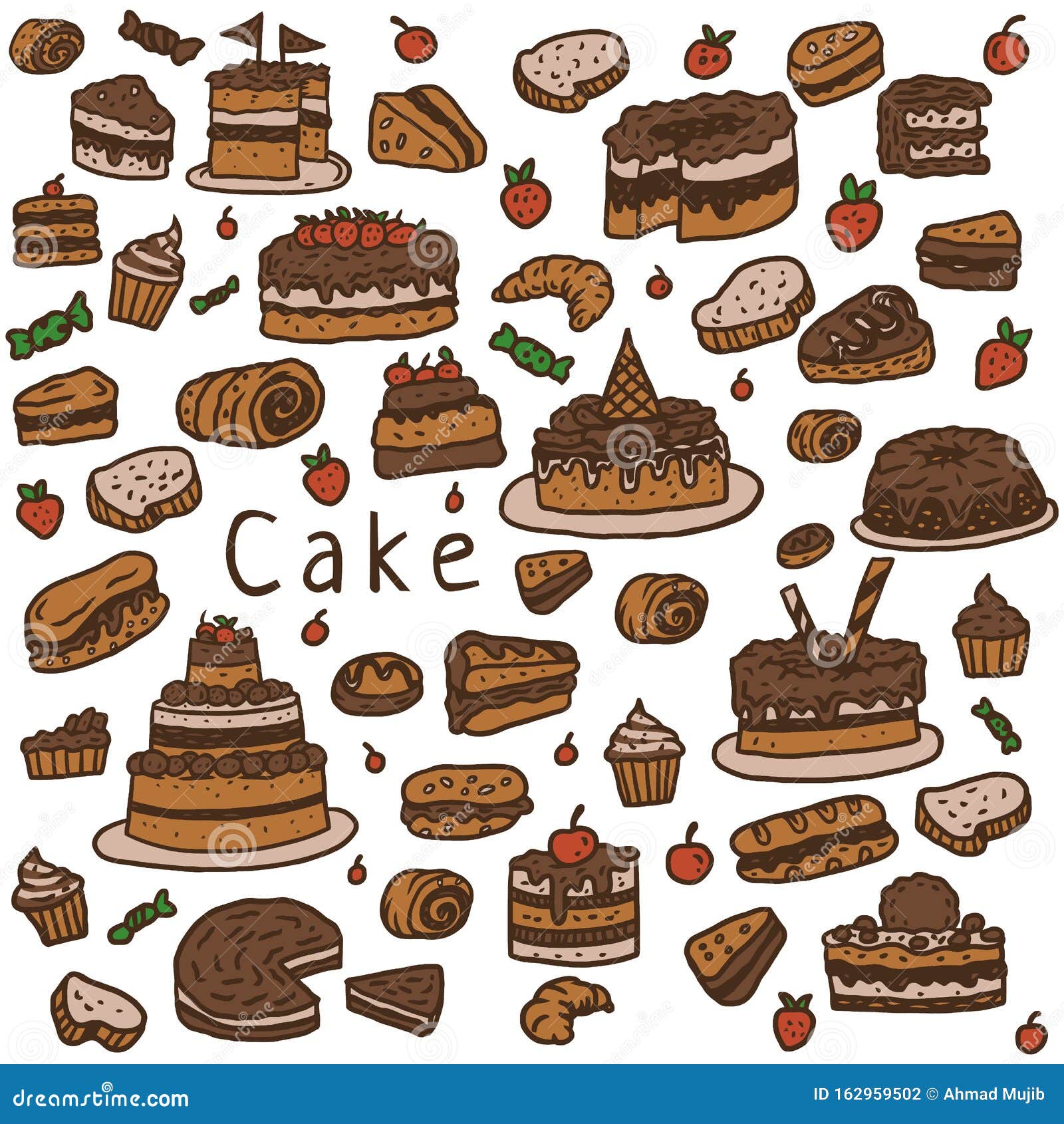 Cake pattern illustration stock vector. Illustration of bush - 162959502