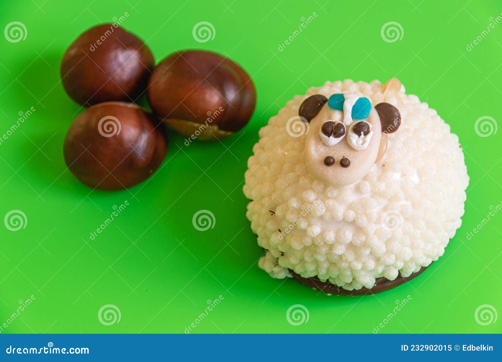 A Cake with the Image of a Sheep with Nuts for Children. Stock Image ...