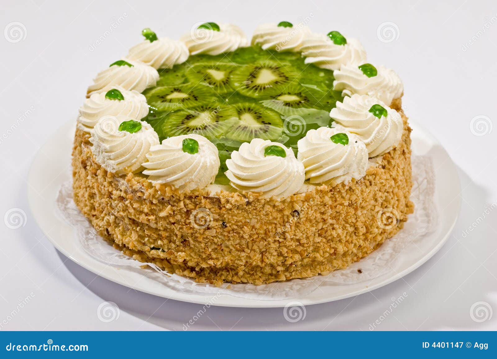 Cake with kiwi stock image. Image of cake, plate, cream - 4401147