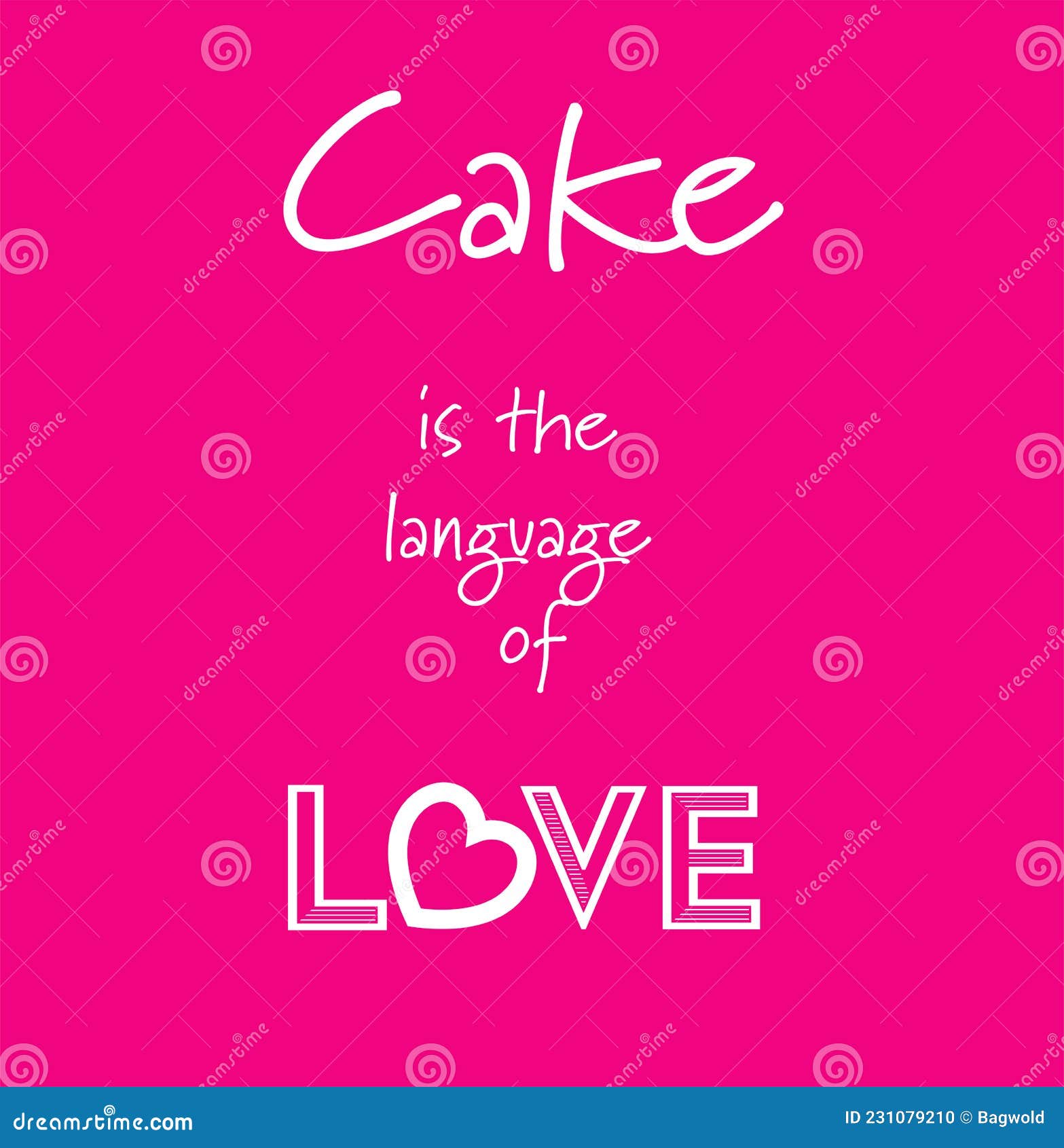 Cake is the Language of Love Vector on a Pink Background Stock Vector ...