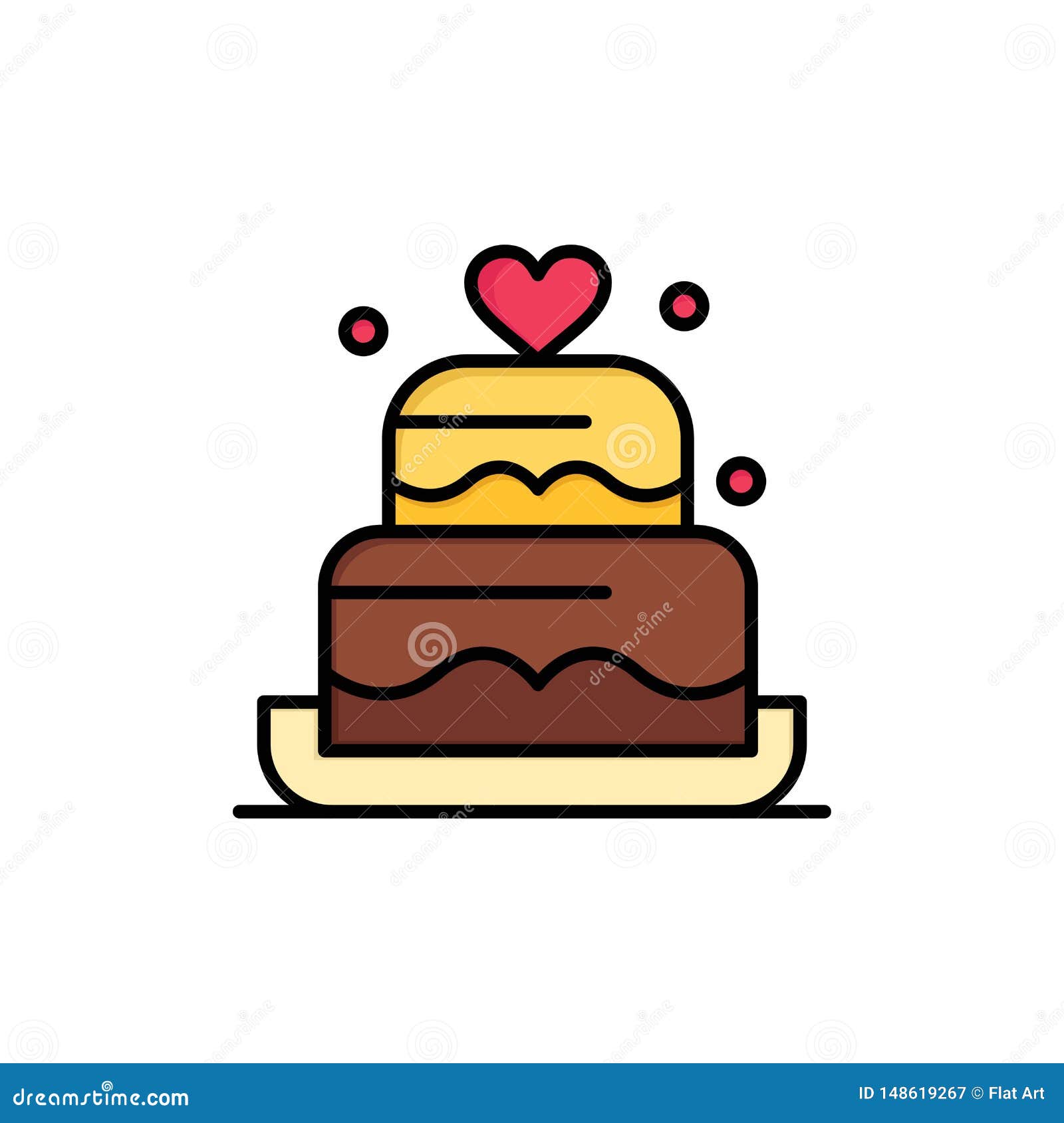 Cake, Love, Heart, Wedding Flat Color Icon. Vector Icon Banner Template ...