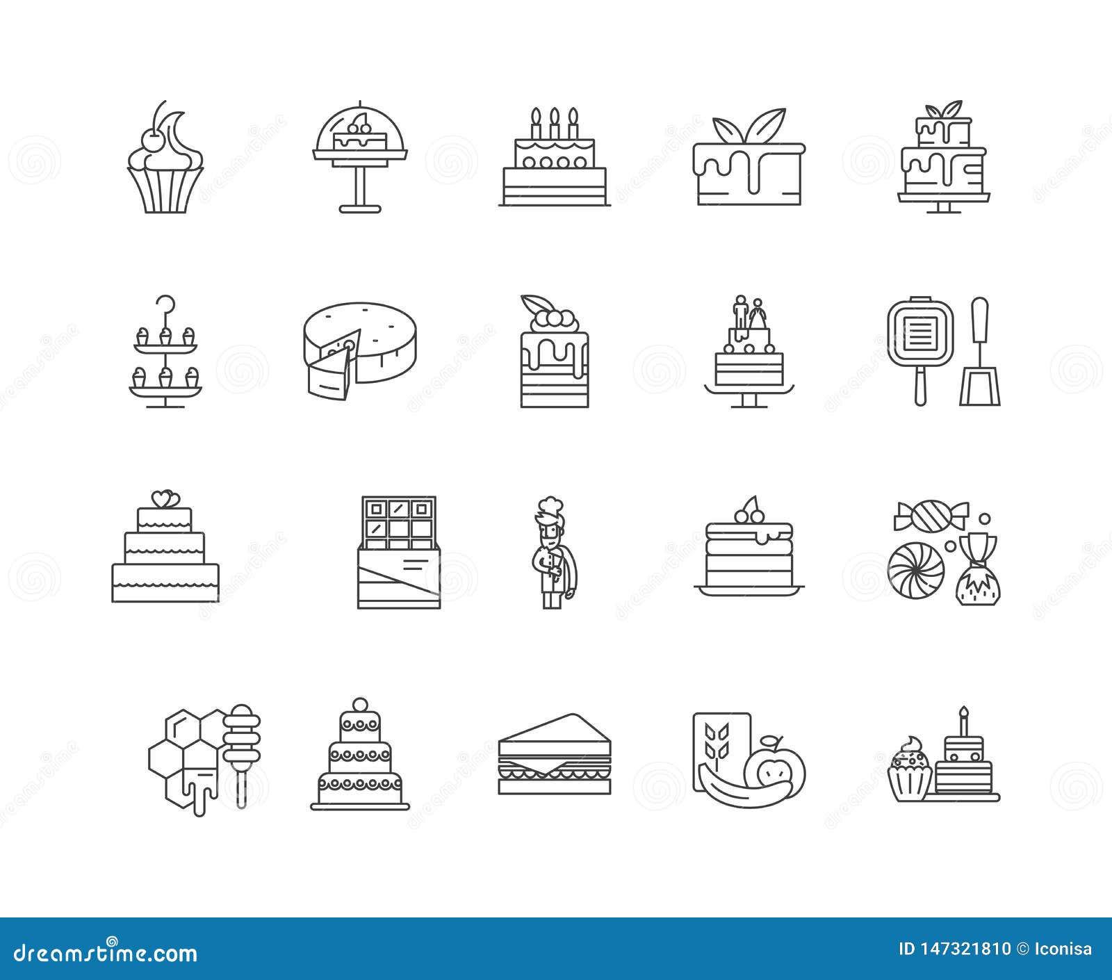 Cake Making Line Icons, Signs, Vector Set, Outline Illustration Concept ...
