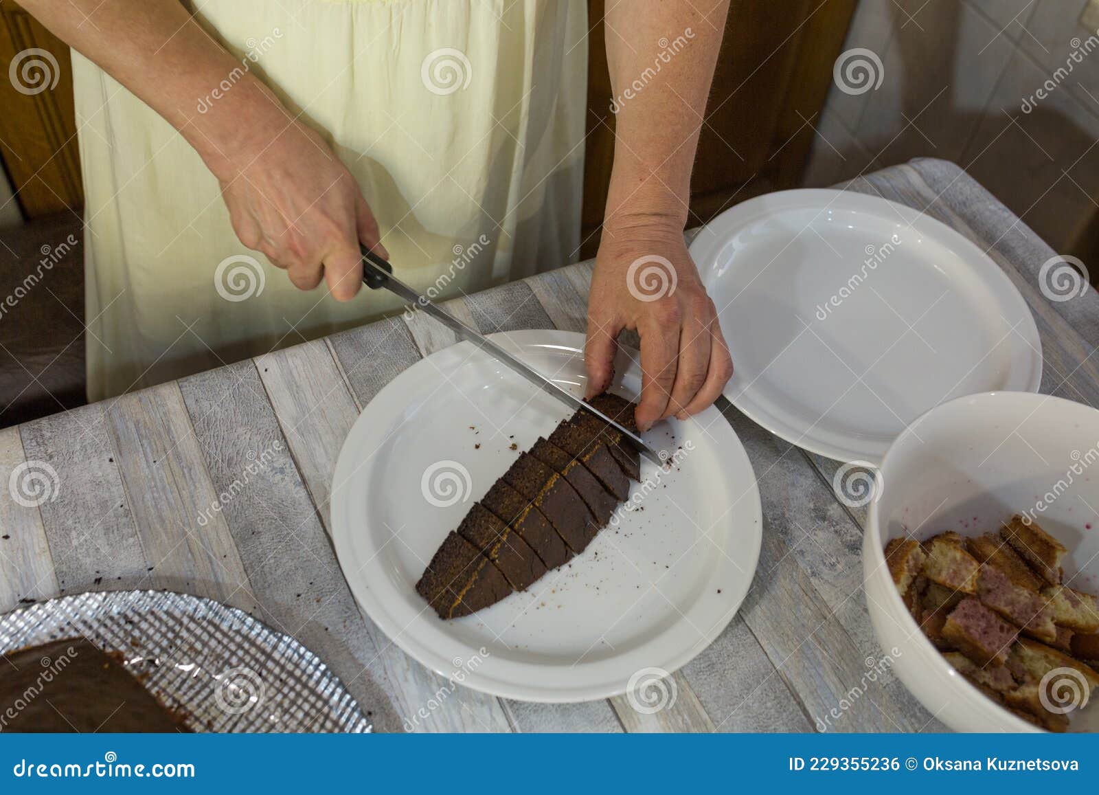 Cake making process. stock photo. Image of flour, food - 229355236