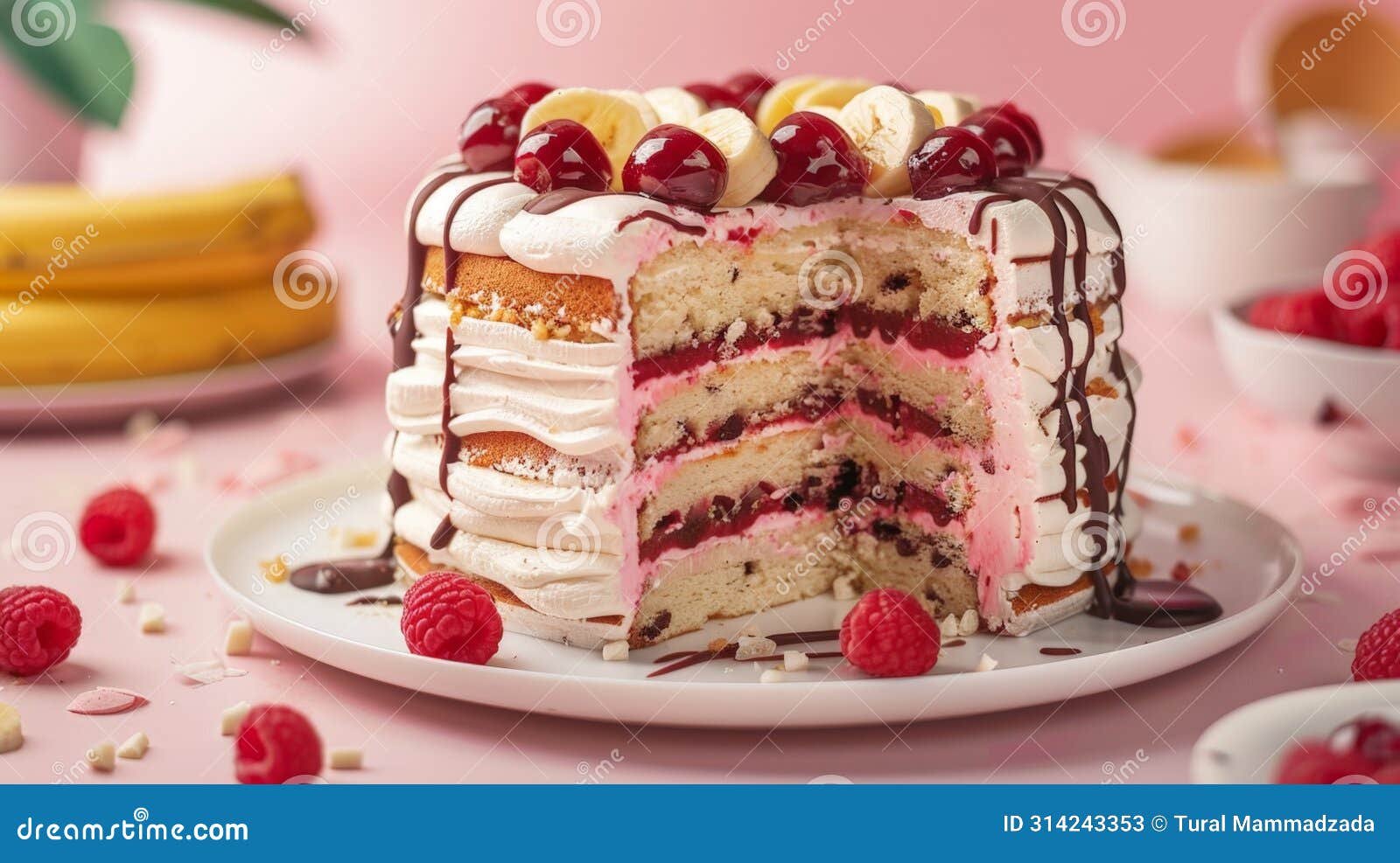 A Cake with a Missing Slice on a Plate Stock Image - Image of bite, food: 314243353