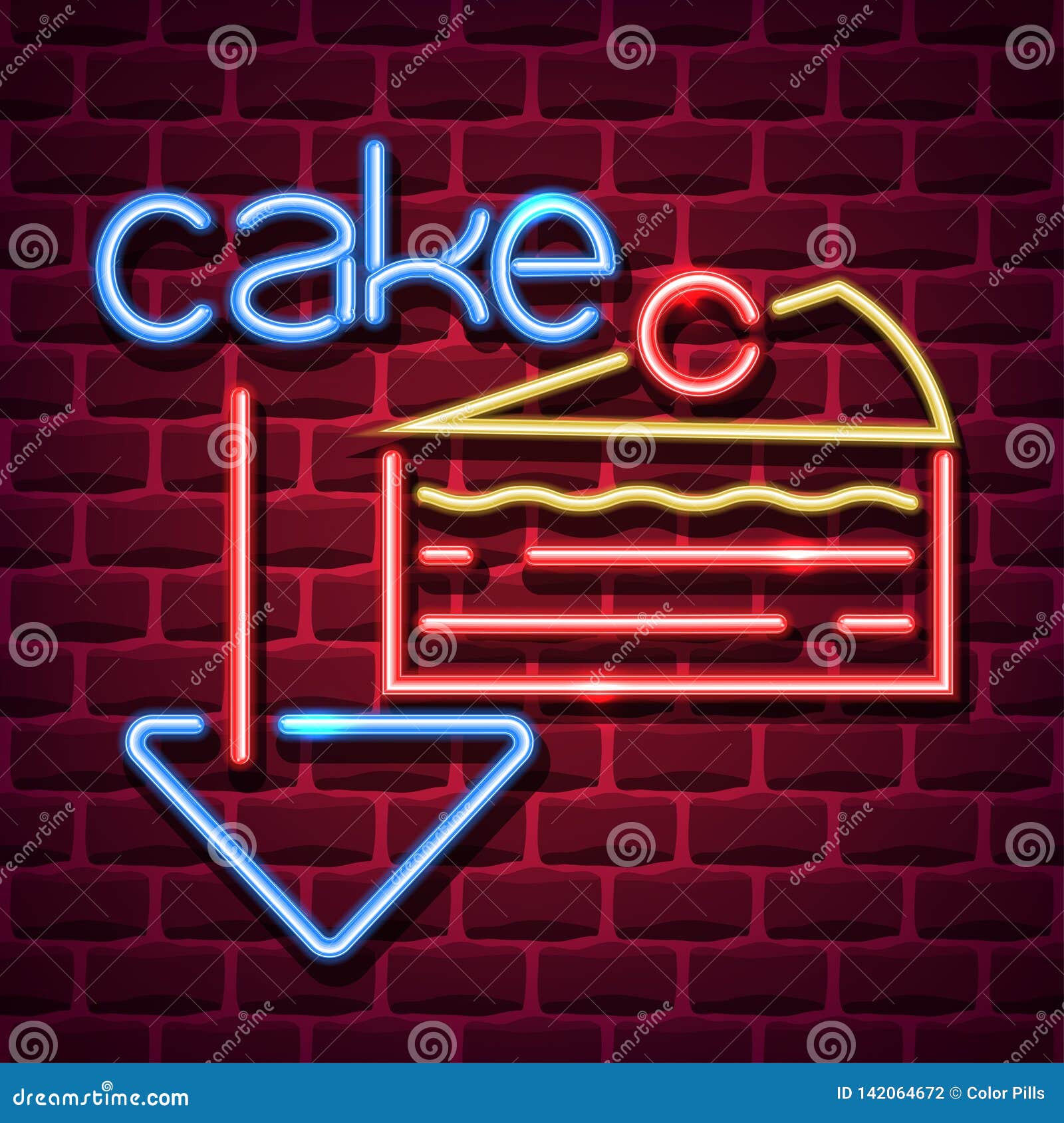 Cake Neon Advertising Sign Vector Illustration | CartoonDealer.com ...