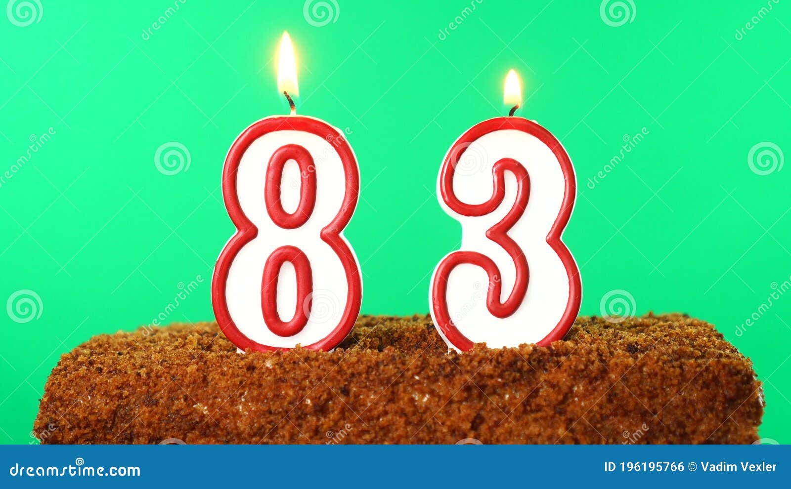 Cake with the Number 83 Lighted Candle. Chroma Key. Green Screen Stock ...