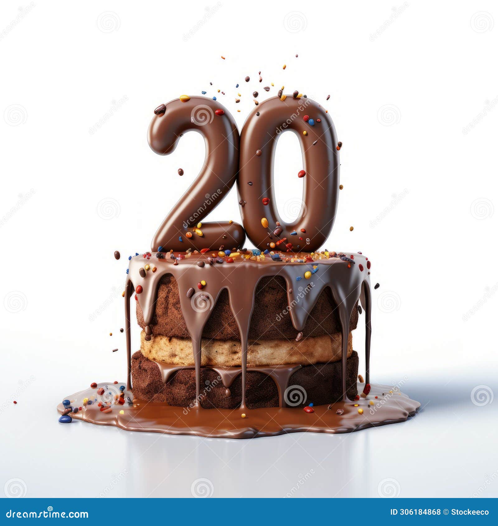 Twenty Years Celebration Cake with Dripping Chocolate Stock ...
