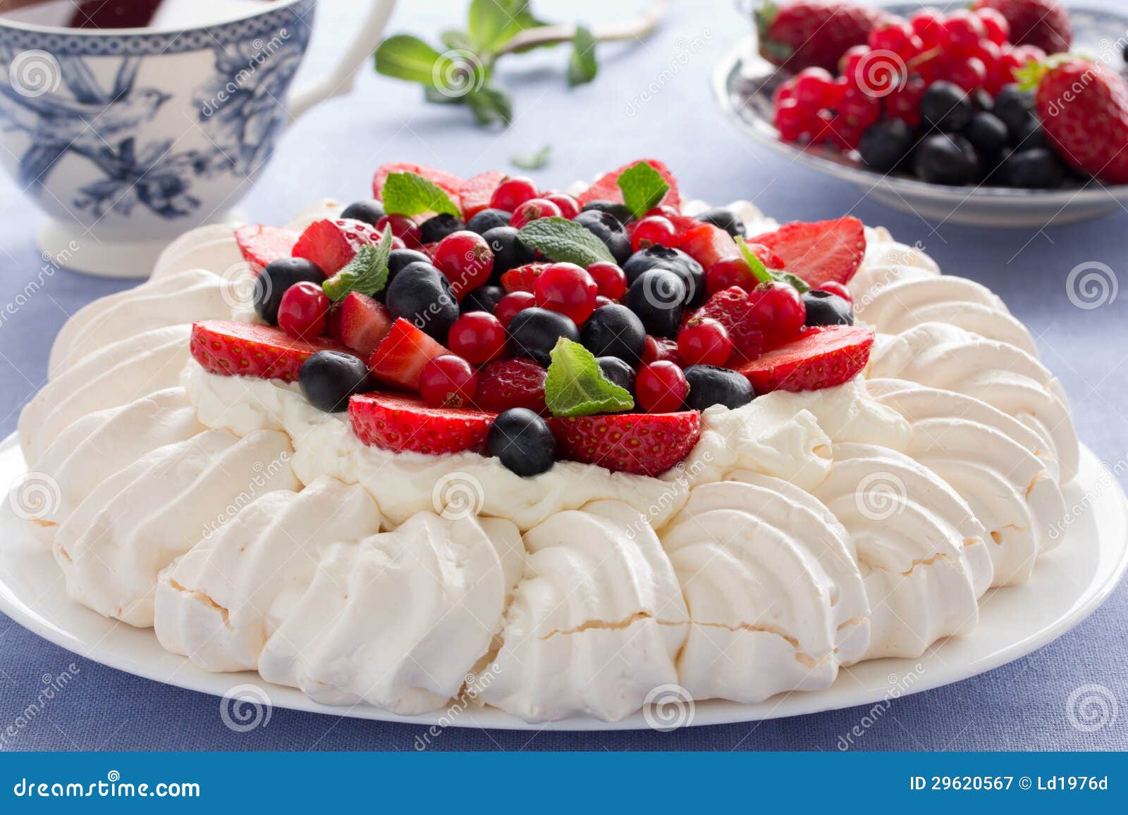 Cake Pavlova. stock image. Image of berry, pavlova, mint - 29620567