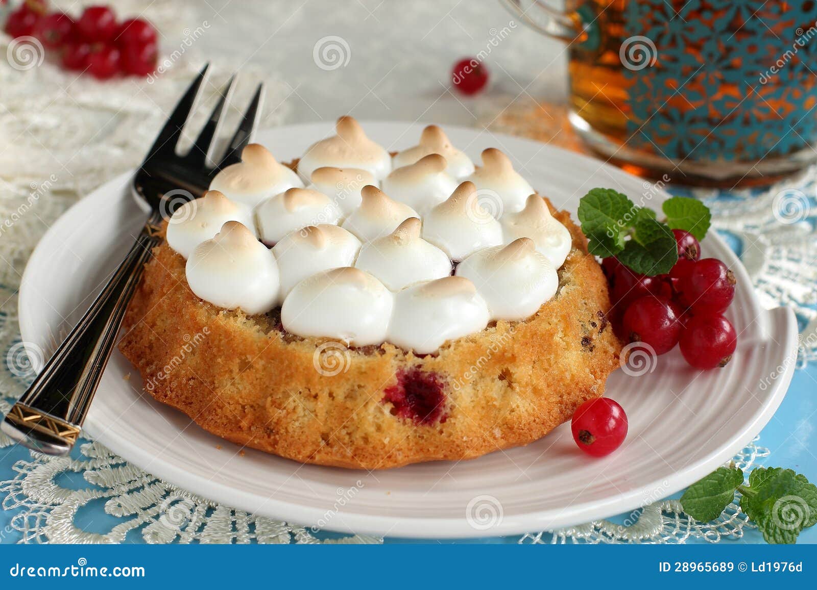 Cake with Pie Took Place and Currants. Stock Image - Image of merengue ...