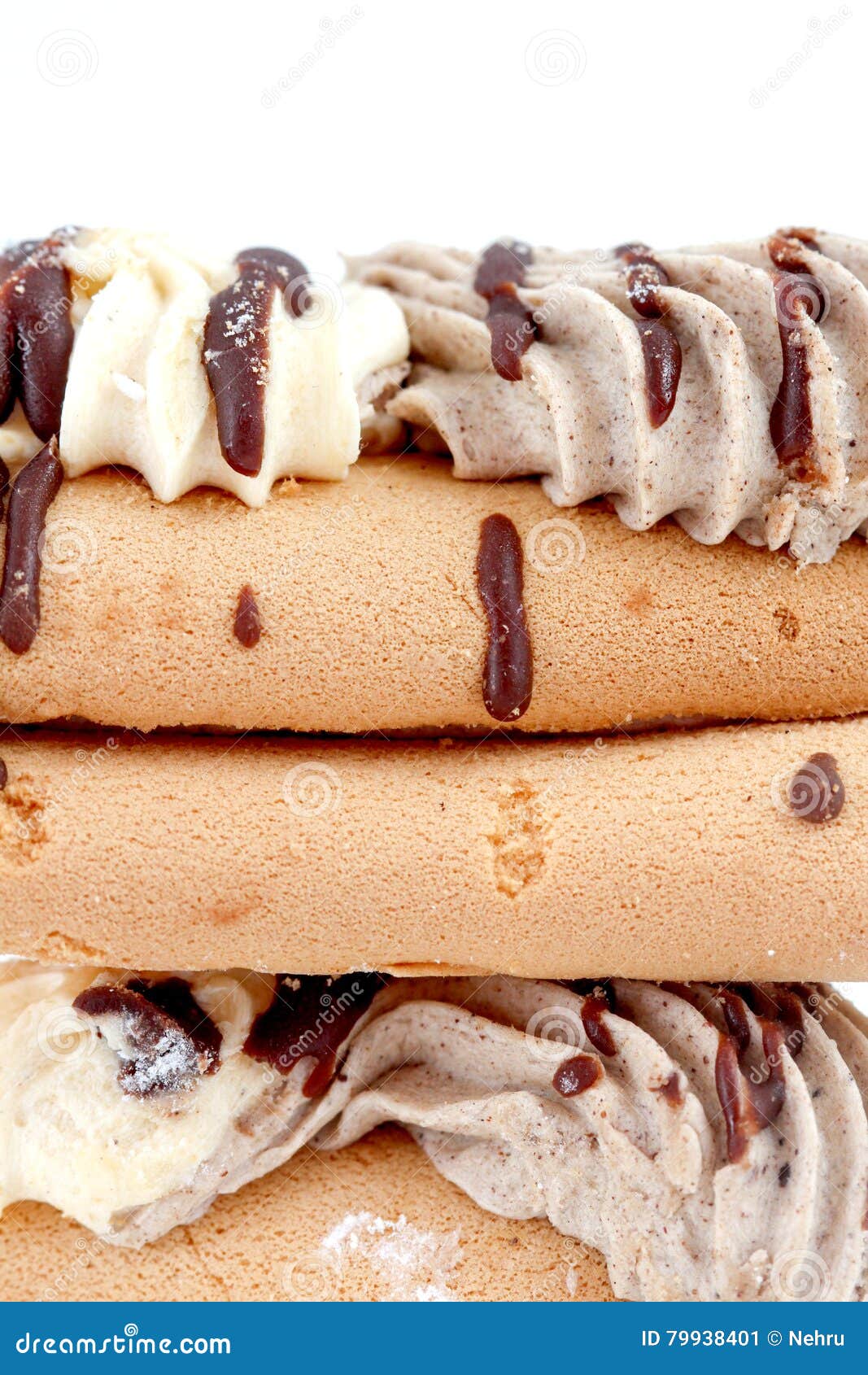 Cake Pieces of Chocolate and Vanilla Filling. Stock Image - Image of ...