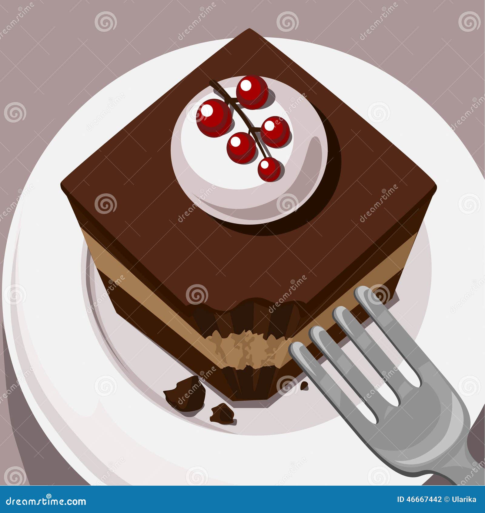 Cake on the plate. stock vector. Illustration of pastry - 46667442