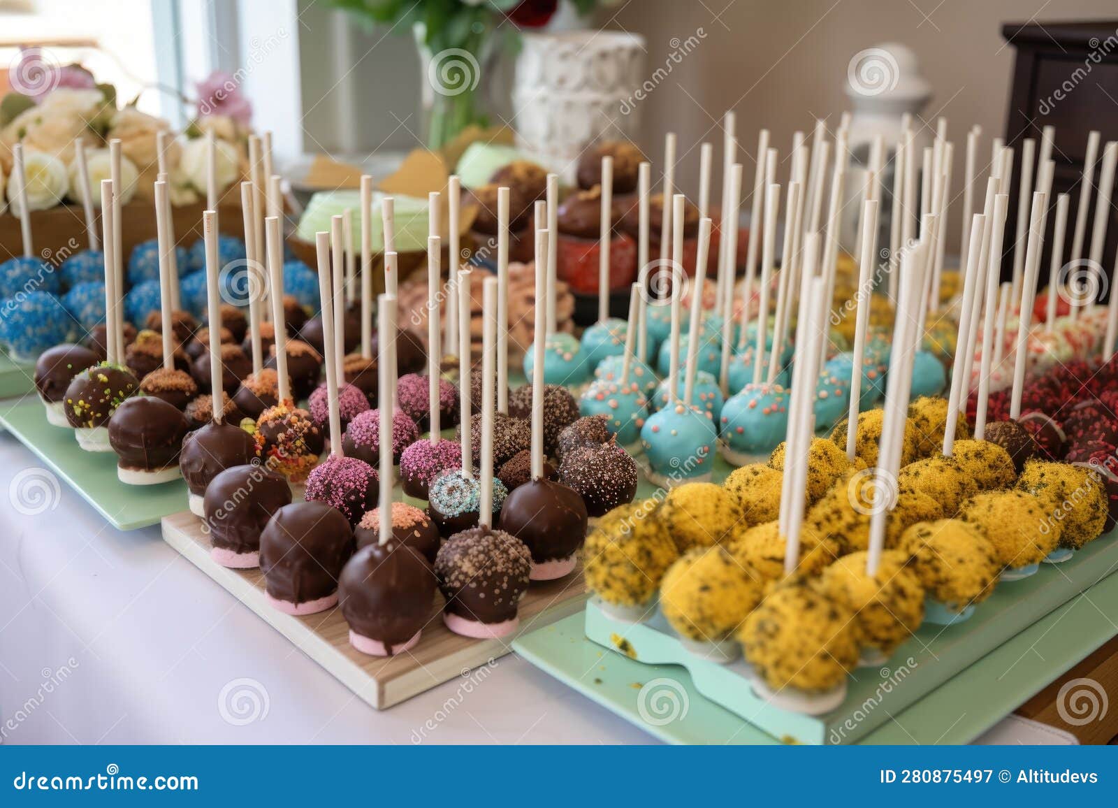 Cake Pop Buffet Featuring Variety of Cake Pops in Different Flavors and ...