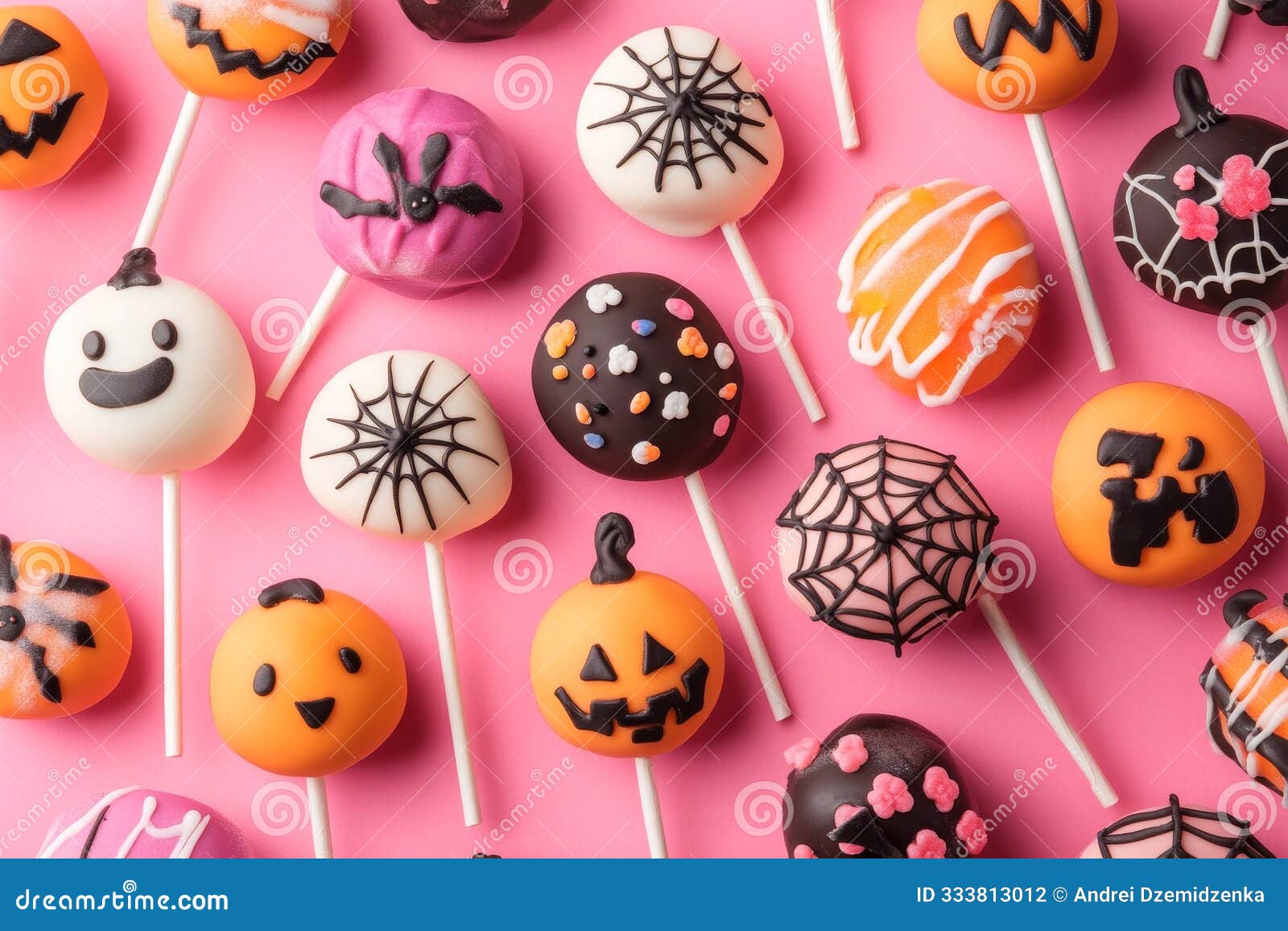 Cake Pops with Cute, Spooky Faces that are Halloween-themed. Stock ...
