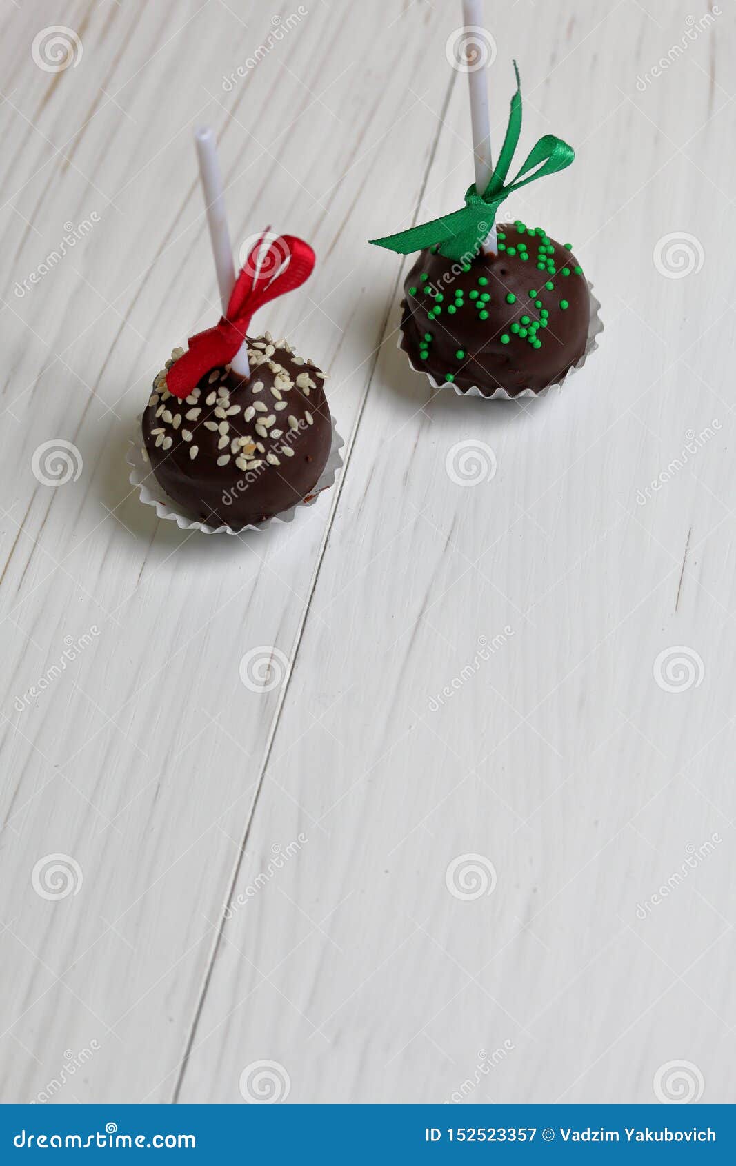 Cake Pops Decorated with a Bow of Braid. Stock Image - Image of ...