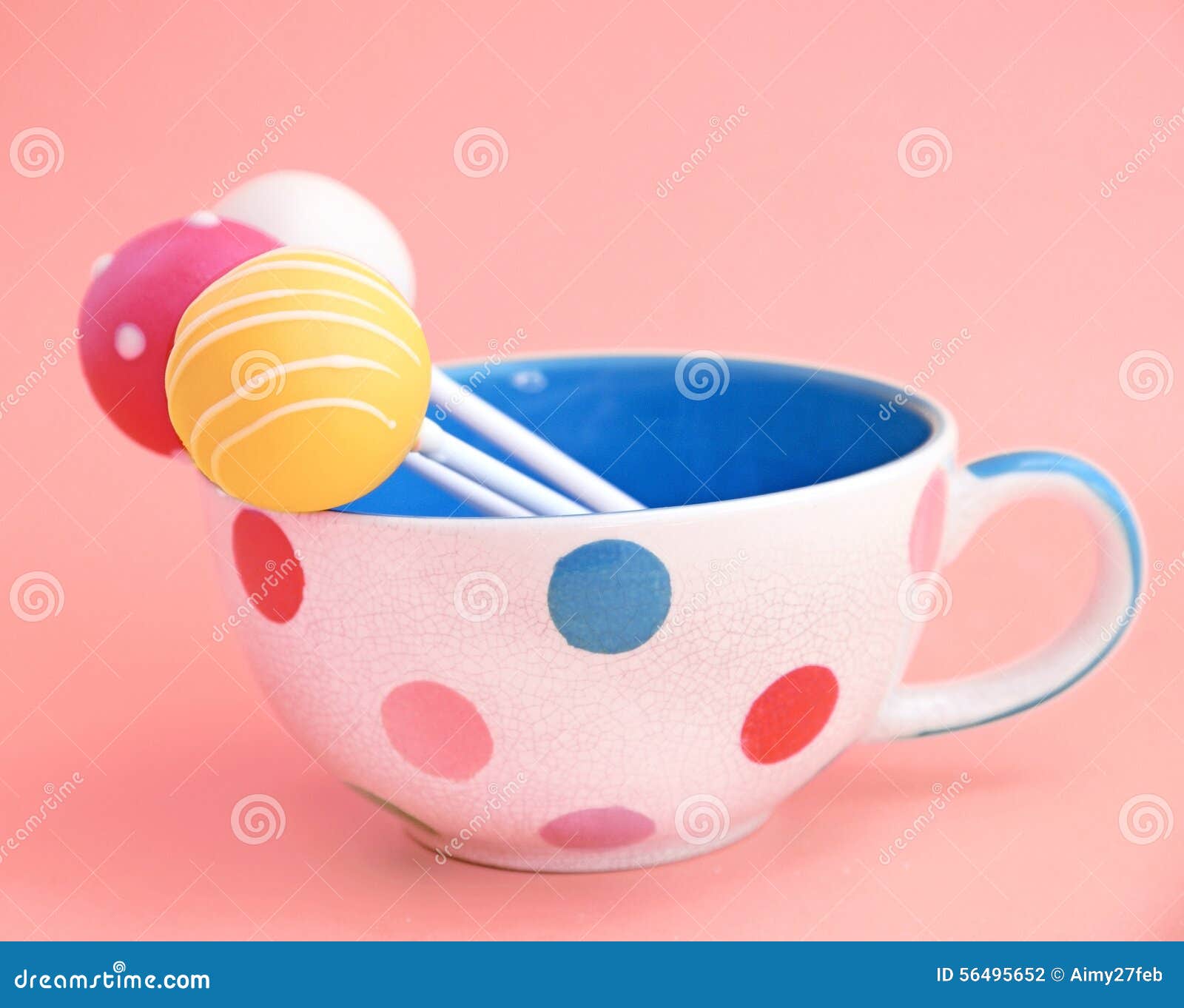 Cake Pops Decorated in Cup on Pink Background Stock Photo - Image of ...
