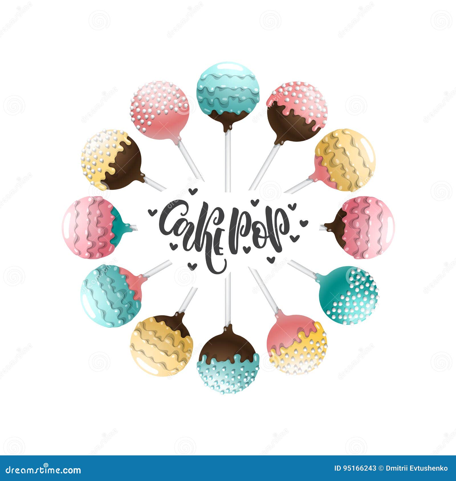 Cake pops set. stock vector. Illustration of birthday - 95166243