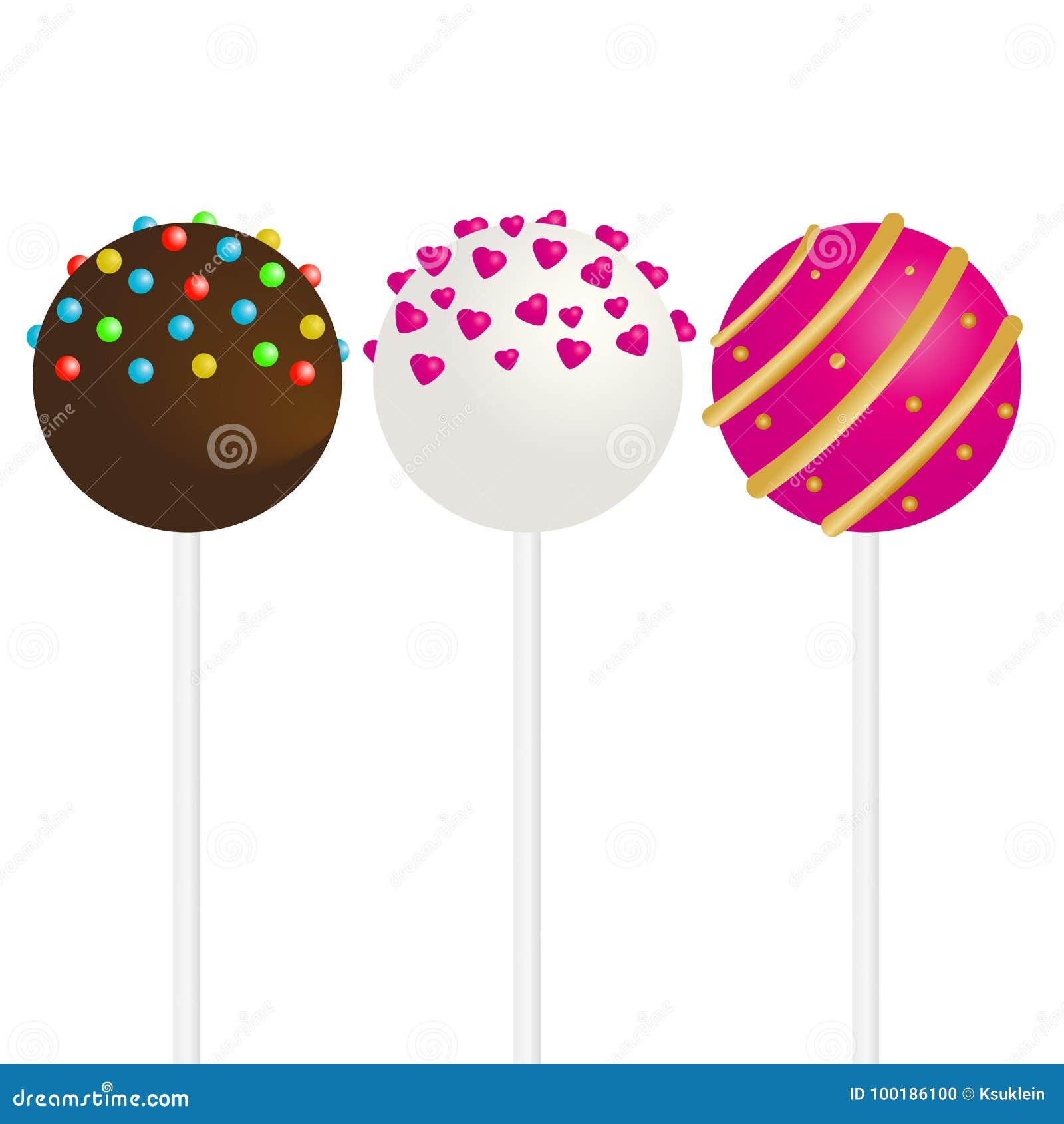 Cake Pops with Sprinkles. Vector Illustration in Realistic Style Stock ...