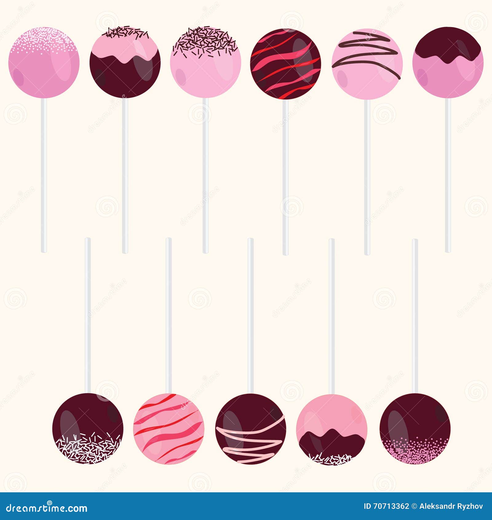 Cake Pops Vector Illustrations Set Stock Vector - Illustration of color ...