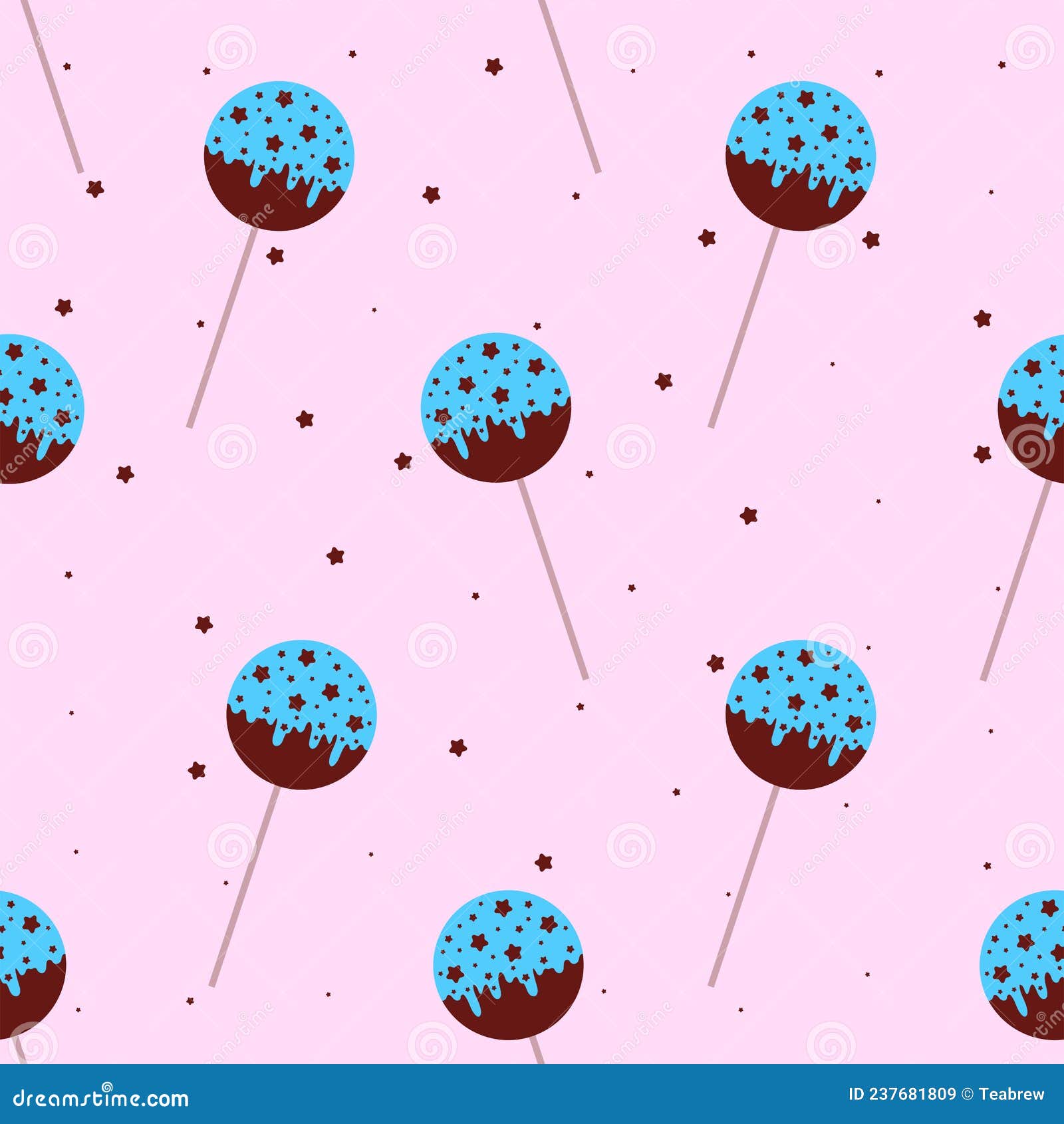Cake Pops. Vector Seamless Pattern in Flat Design. Stock Vector ...