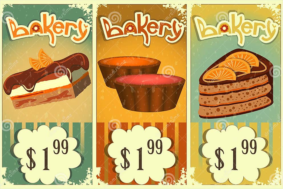 Cake price tags Vintage stock vector. Illustration of bakery - 25314048