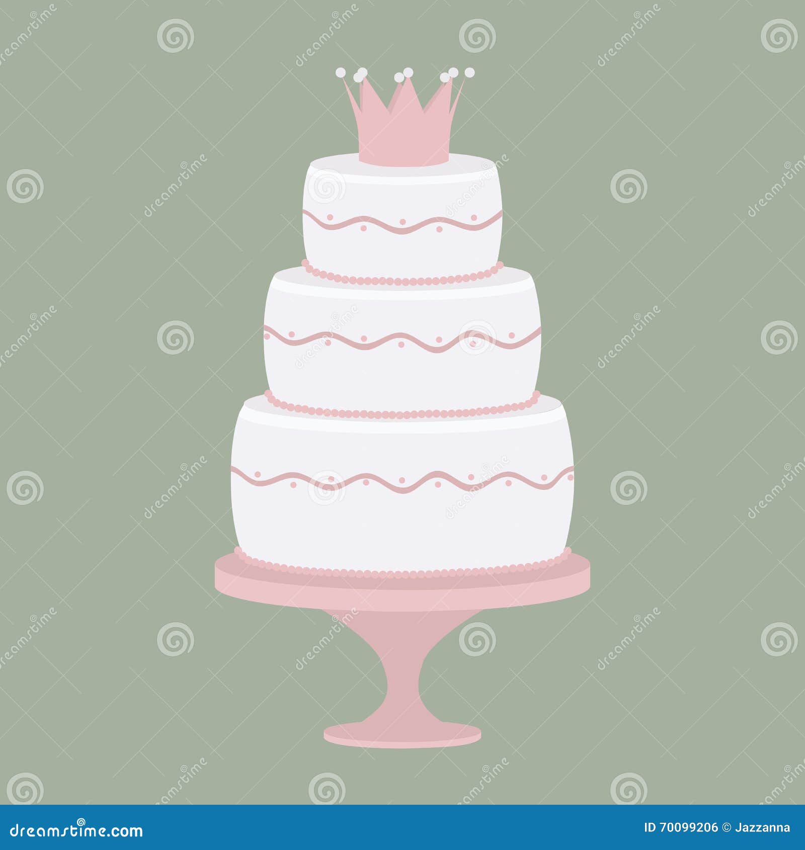 Cake for a Princess in White and Pink Marzipan Stock Vector ...
