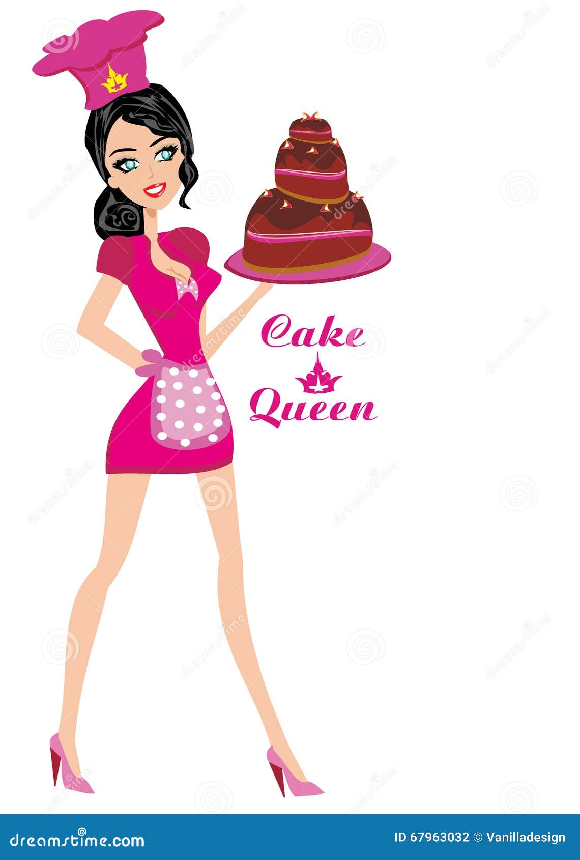 Queen With A Cake. Cartoon Characters Vector. Royalty-Free Illustration ...