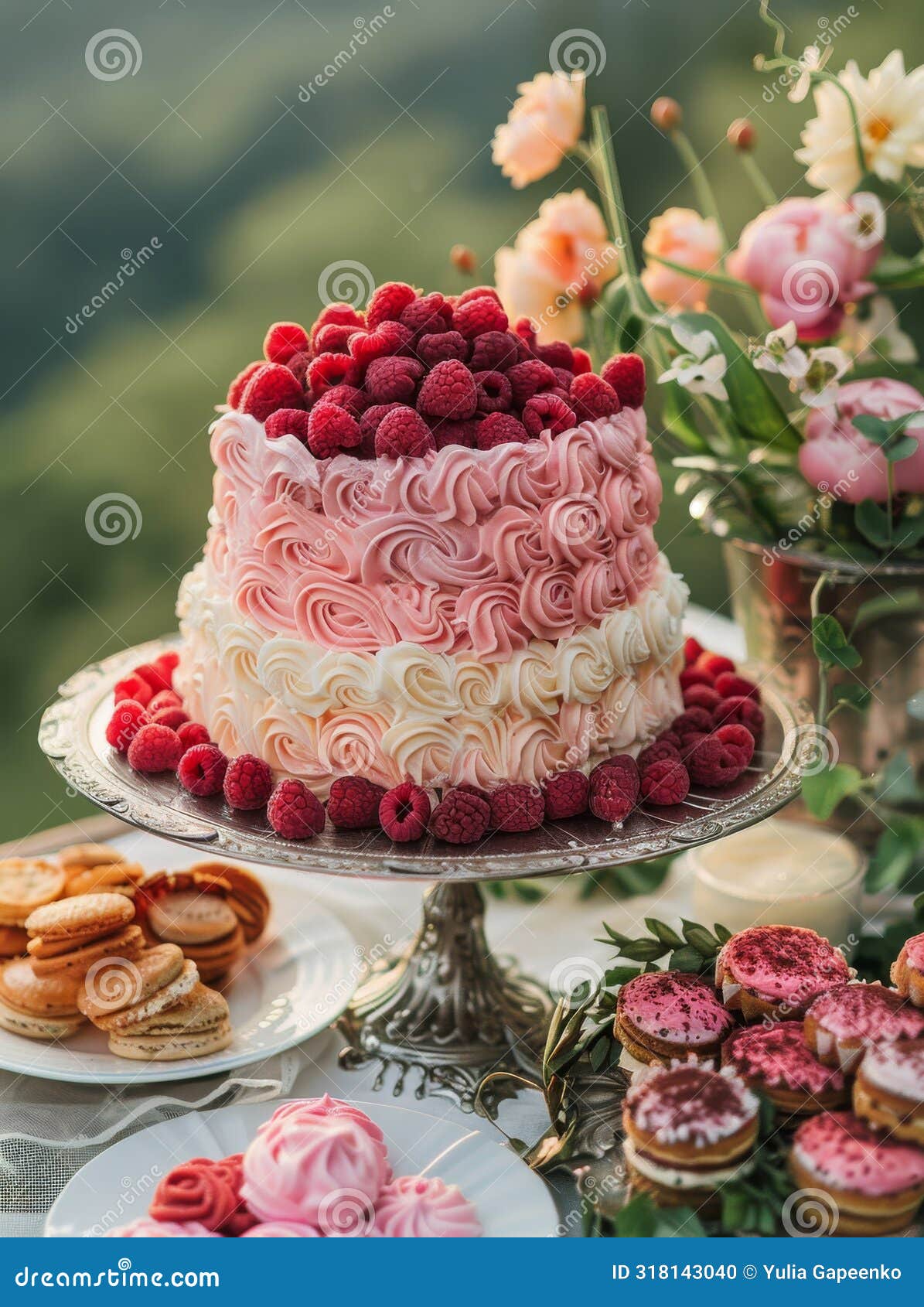 Cake with Raspberries stock photo. Image of goods, delicious - 318143040