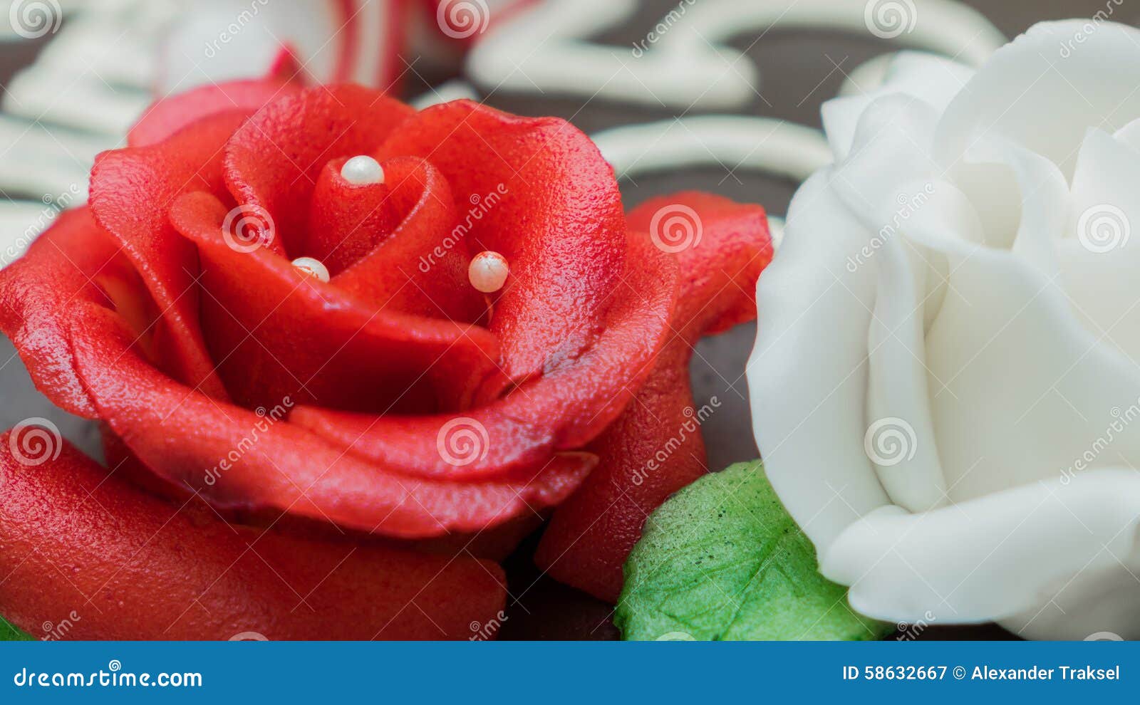 Cake with Red Marzipan Roses Stock Image - Image of cupcake, marzipan ...
