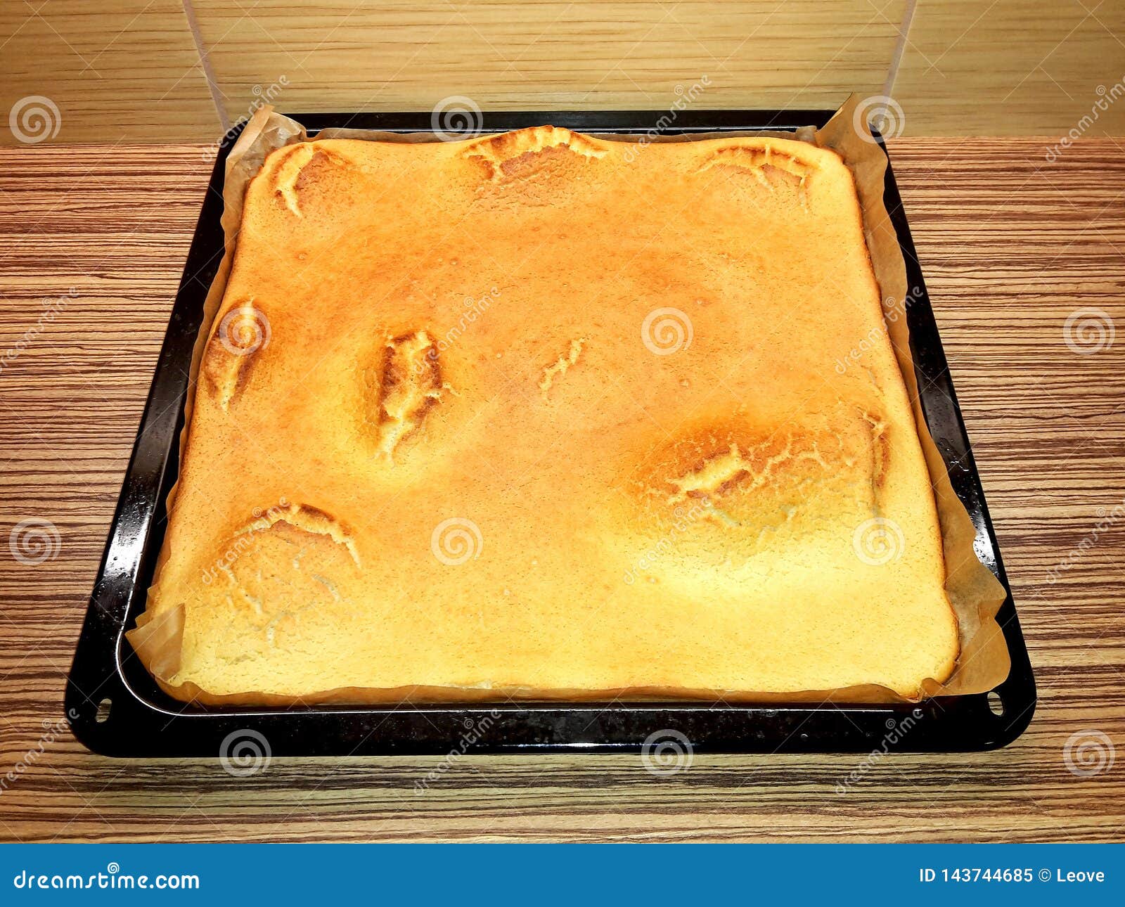 Cake Roasted on Baking Paper in Baking Tray Stock Image - Image of ...
