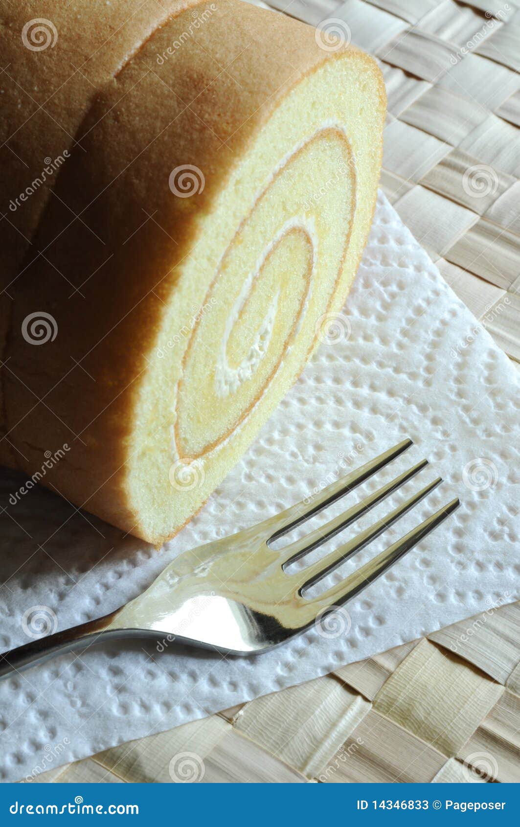 Cake roll and fork stock image. Image of snack, roll - 14346833