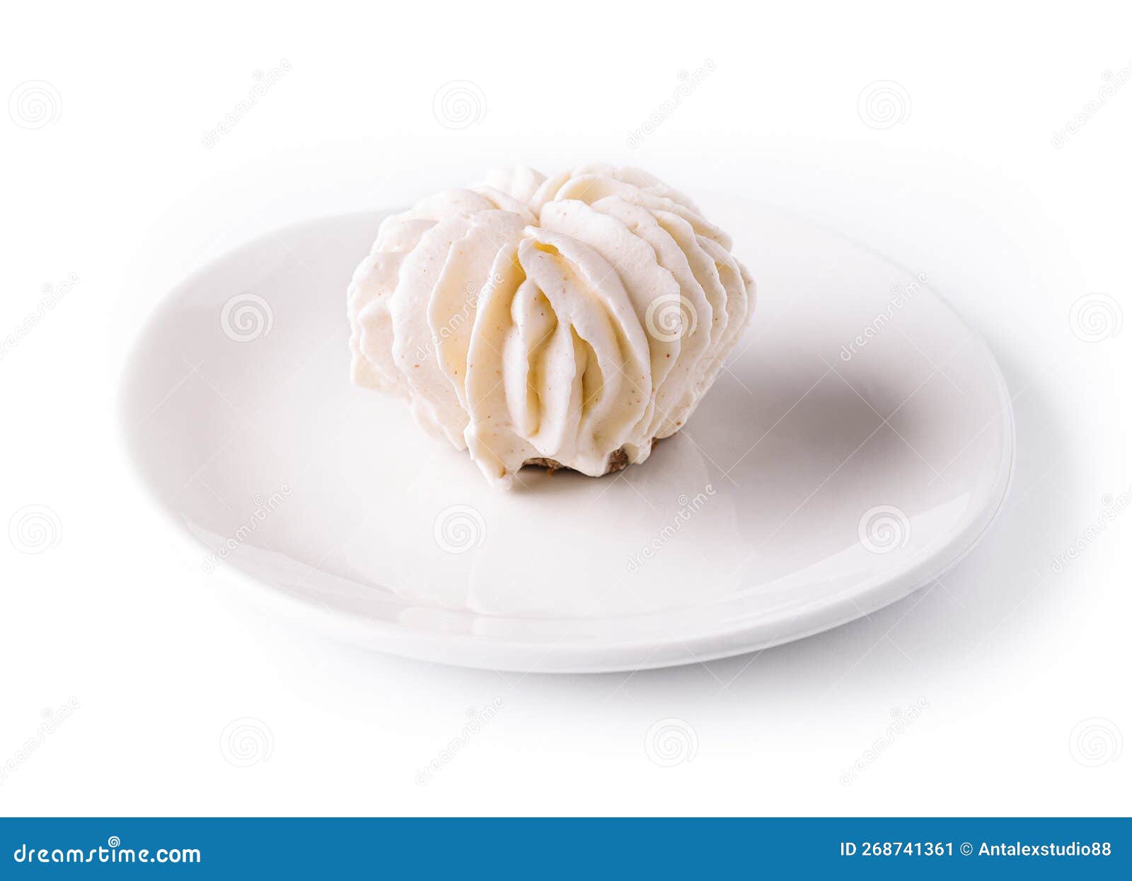 Cake Roll Topping Vanilla Cream on Plate Stock Image - Image of bakery ...