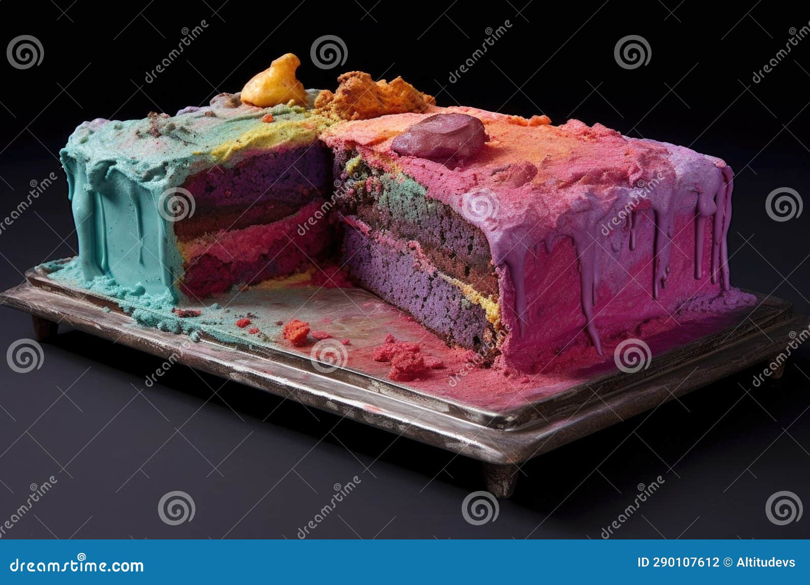 Cake with Rough Surface and Unappealing Color in Tray Stock Photo ...